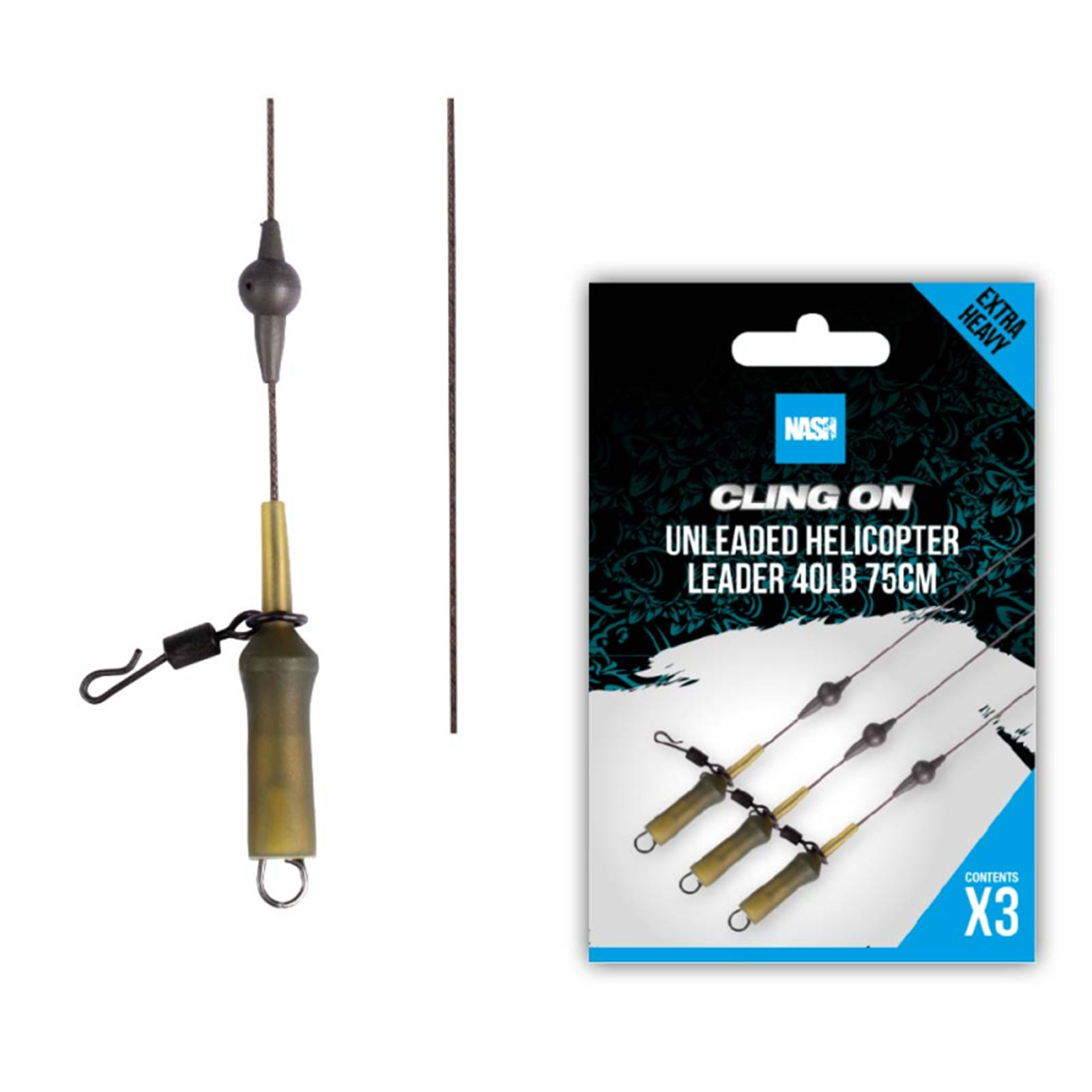 Nash Cling On Unleaded Helicopter Leader 75cm Karpfenangeln Zubehör ...