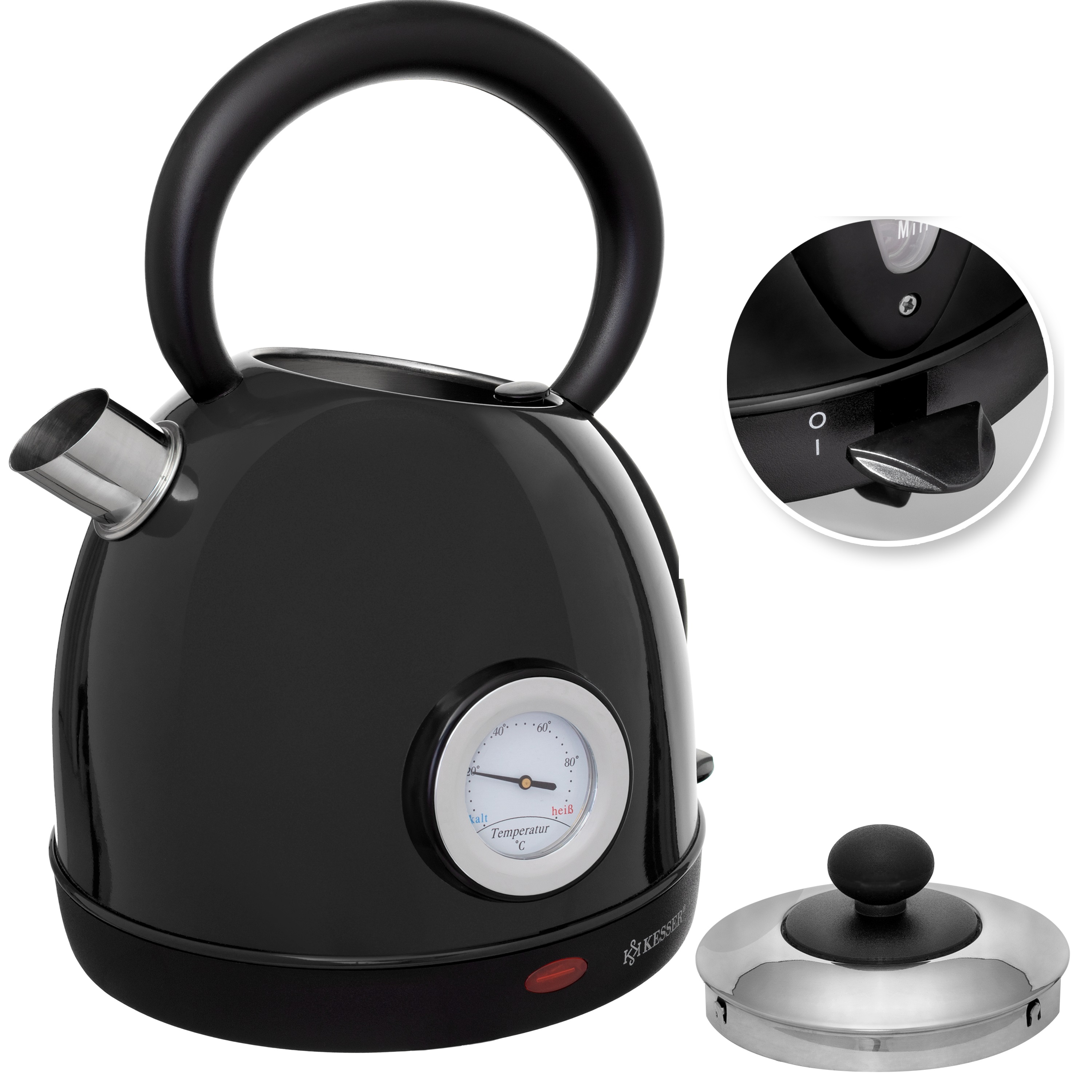 KESSER® Wasserkocher Edelstahl | 2200W | BPA frei | 1,8 Liter | Retro ...