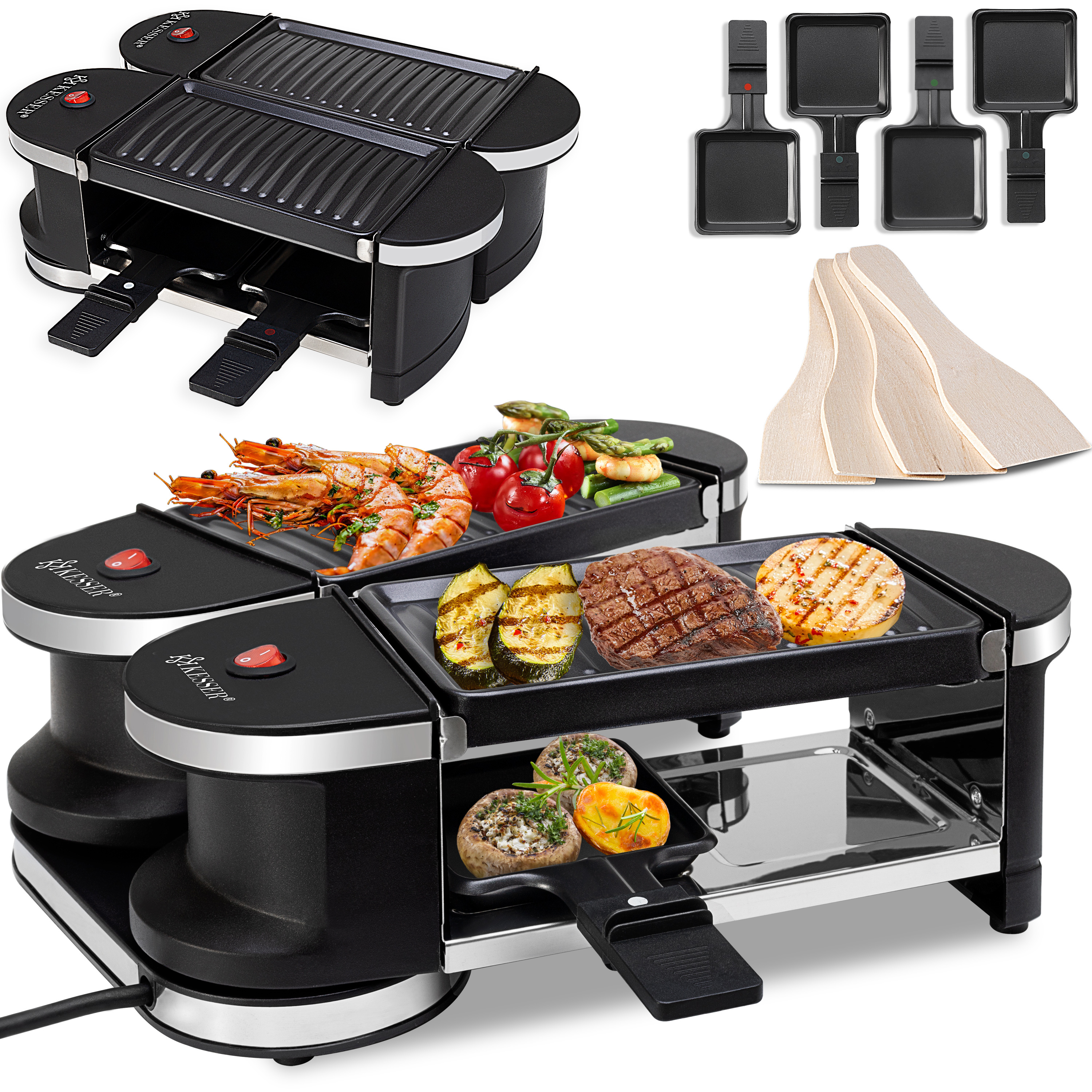 KESSER® 2in1 Raclette - Tischgrill, Grill Partygrill , für 4 Personen ...