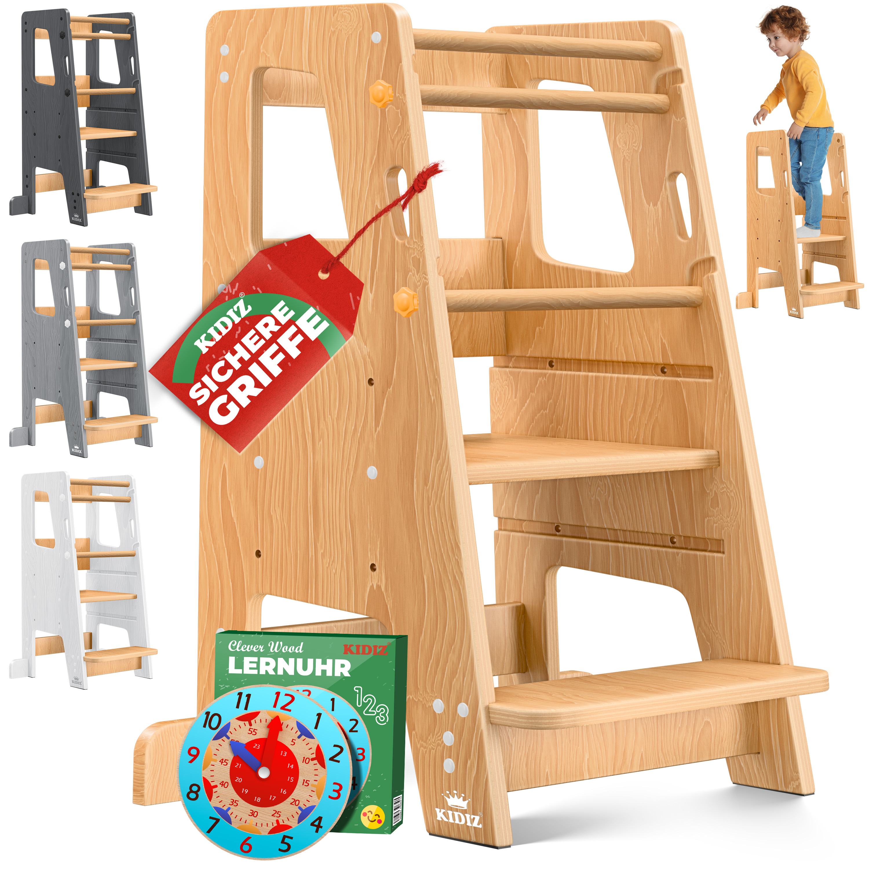KIDIZ® Lernturm für Kinder ab 1 Jahr inkl. Lernuhr | 3-stufig ...