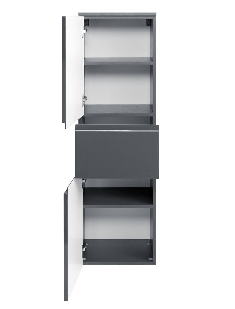 Midischrank Newport 3 Hochglanz grau 40x130x35 cm Seitenschrank Wohnbereiche Bad & Garderobe ...