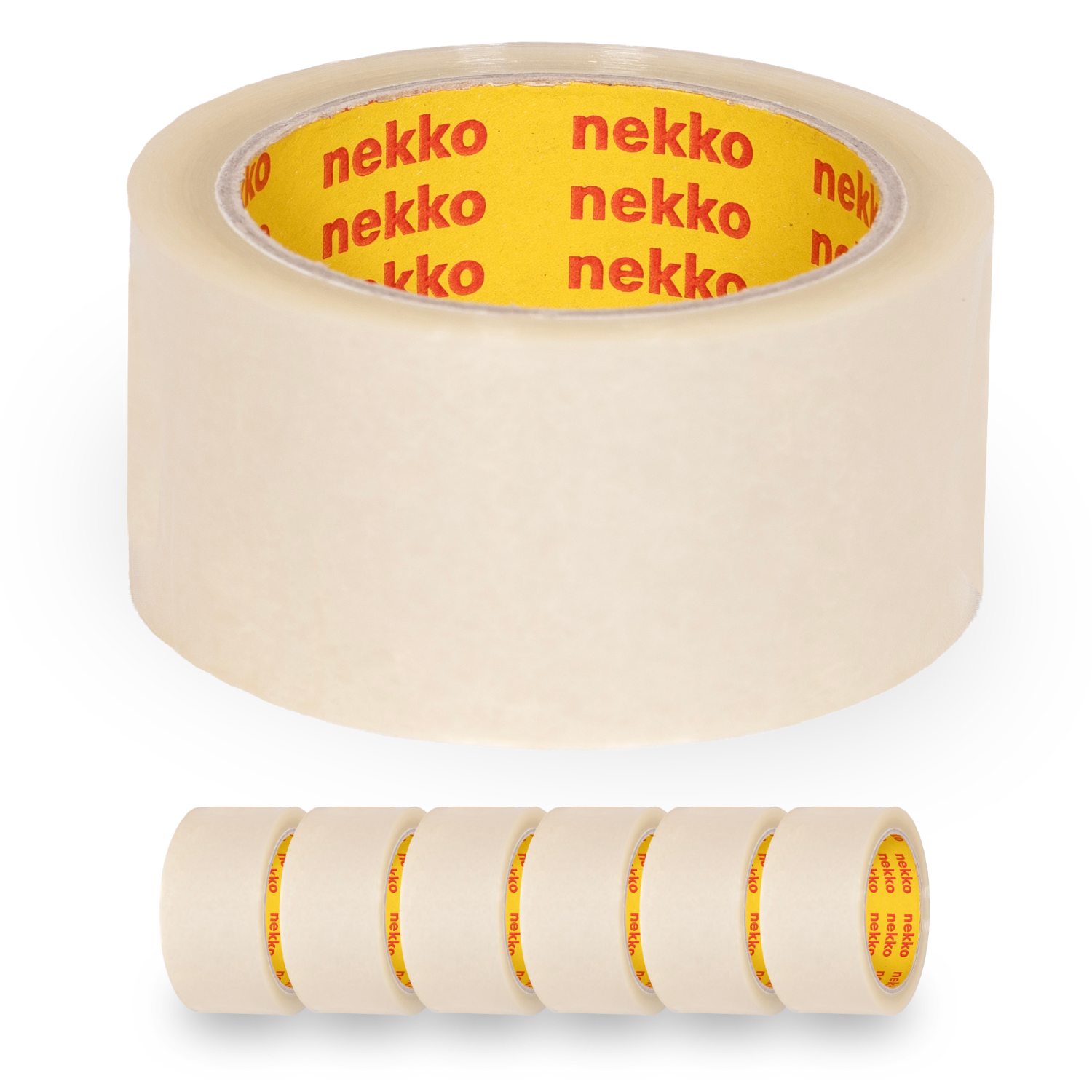 nekko 18 Rolls Packaging Tape 50mm x 66m Transparent, Low Noise ...