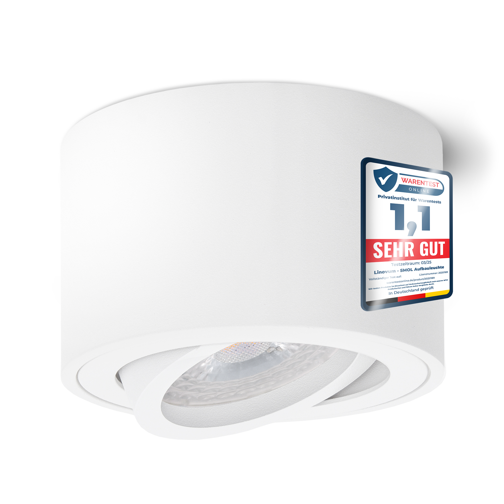 Aufbauleuchte SMOL schwenkbar in weiß matt & rund mit LED 4W warmweiß ...