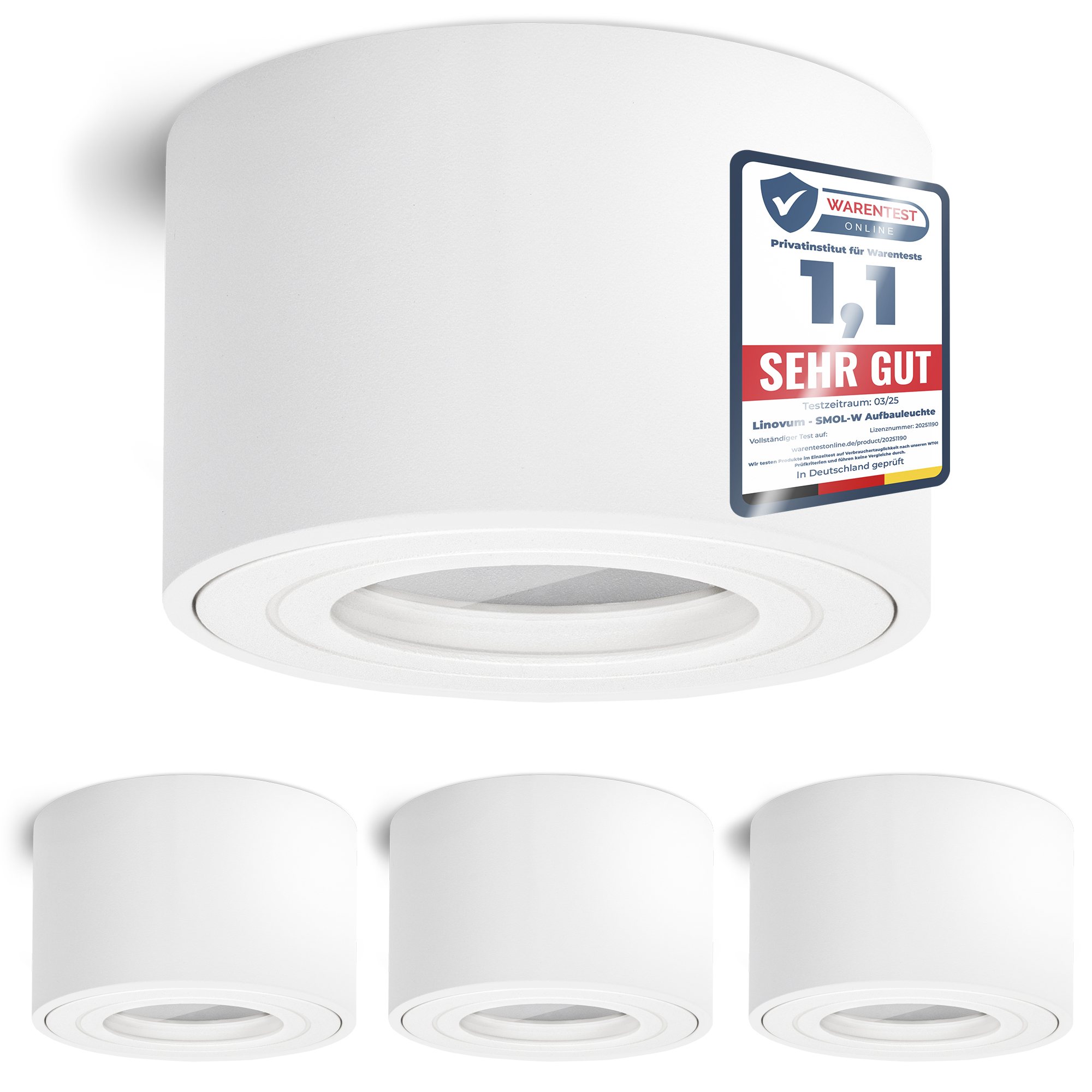 Aufbauleuchte SMOL-W matt weiß - Wasserschutz IP44 - Decken-Aufbauspot ...