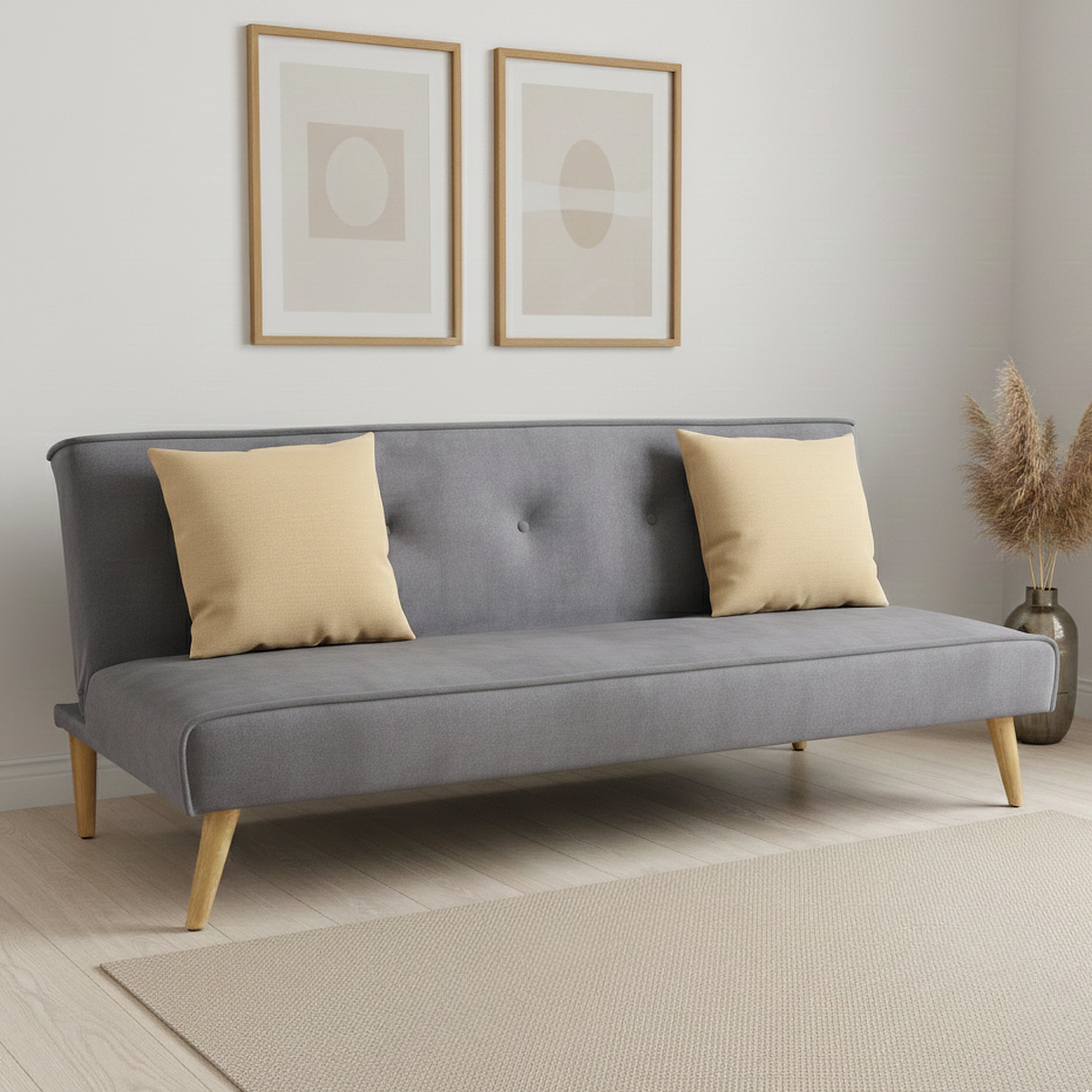 Schlafsofa Samt Grau
