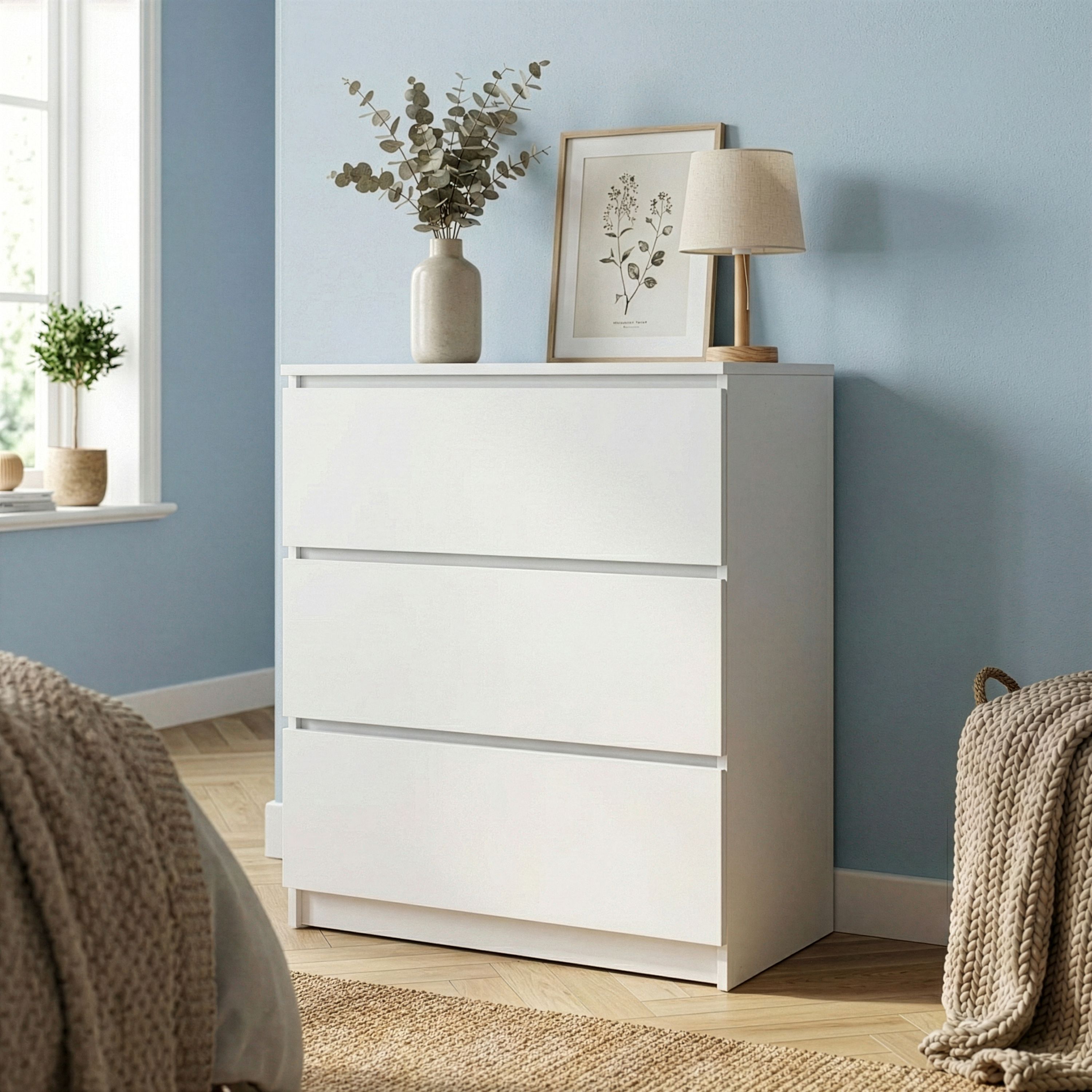 Kommode TALA 3 Schubladen 70 x 77 cm weiss | GONSER.CH