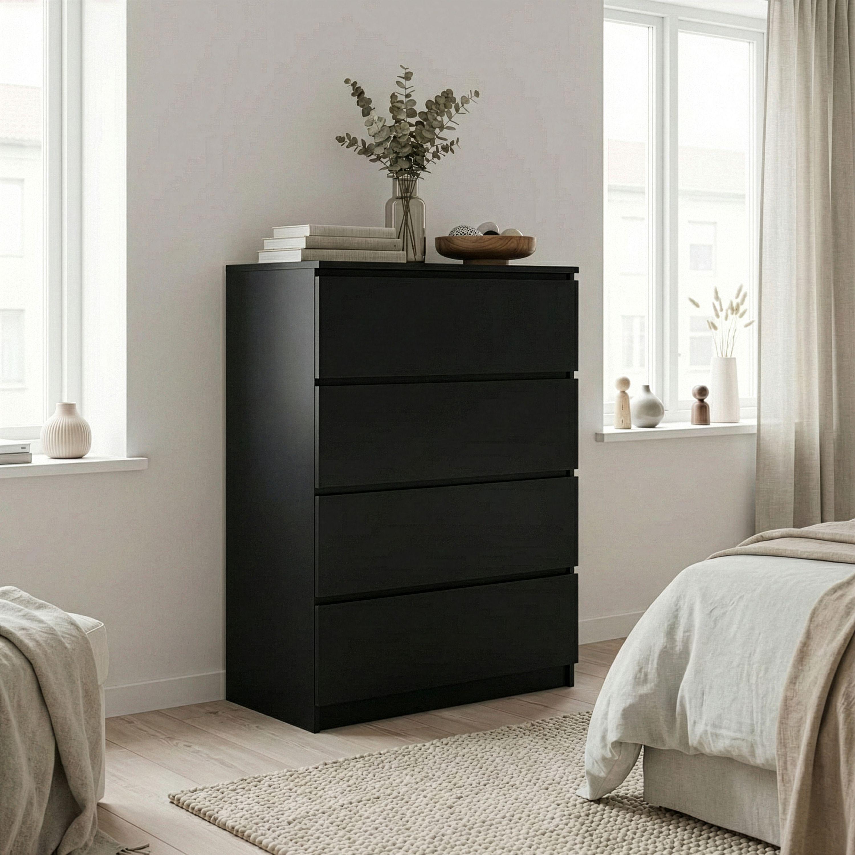 Kommode TALA 4 Schubladen 70 x 100 cm schwarz | GONSER.CH