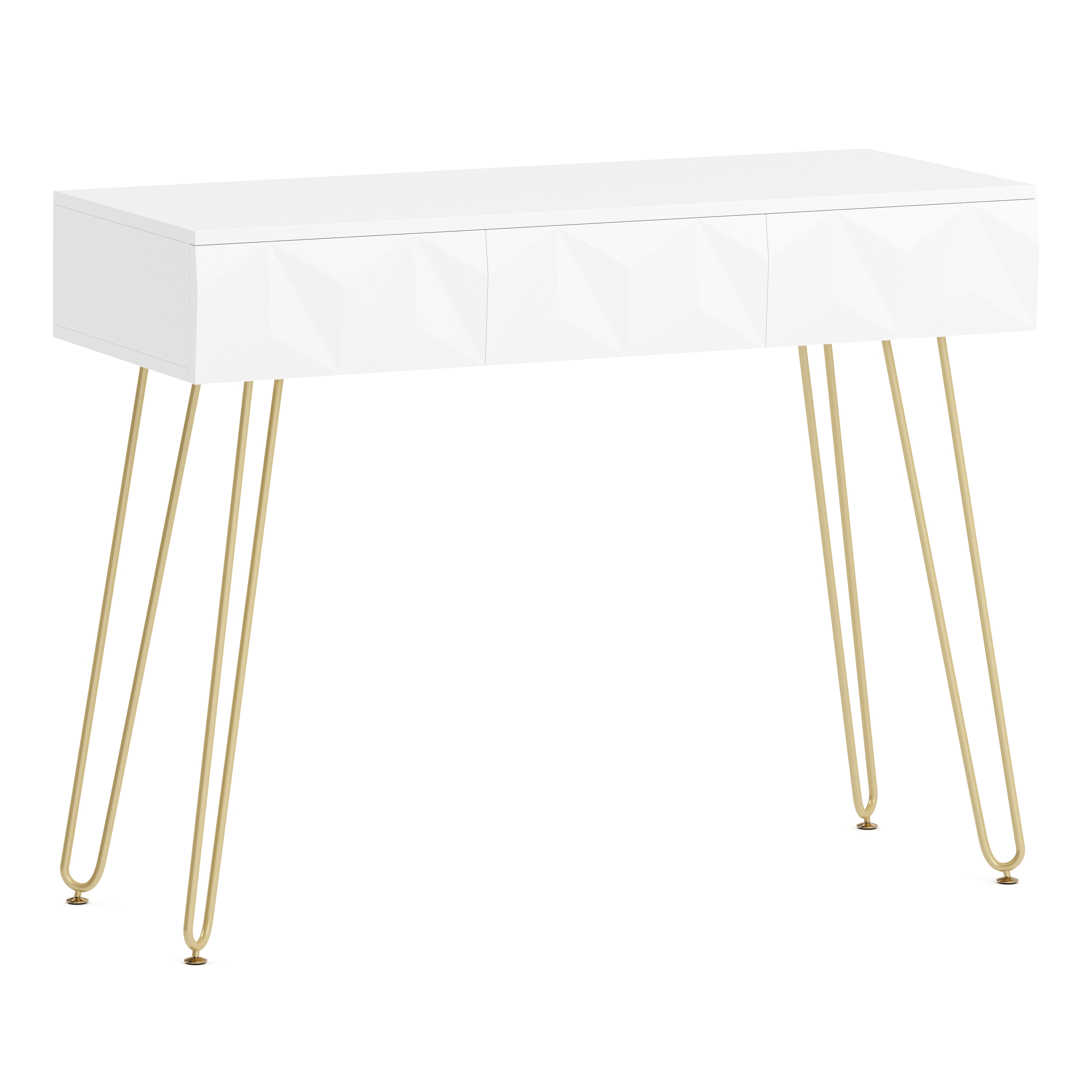 Dressing table with stool and mirror ELEONORA 100 x 40 cm white/gold ...