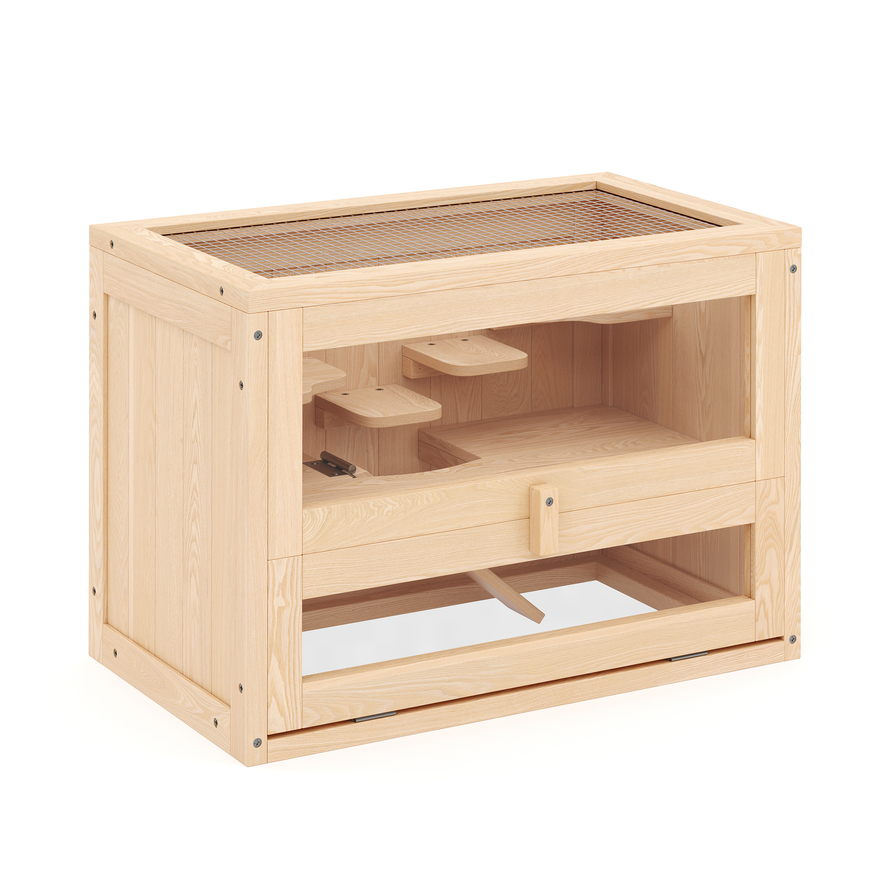 Kleintierkäfig Holz 60 x 35 x 42 cm natur | GONSER.CH