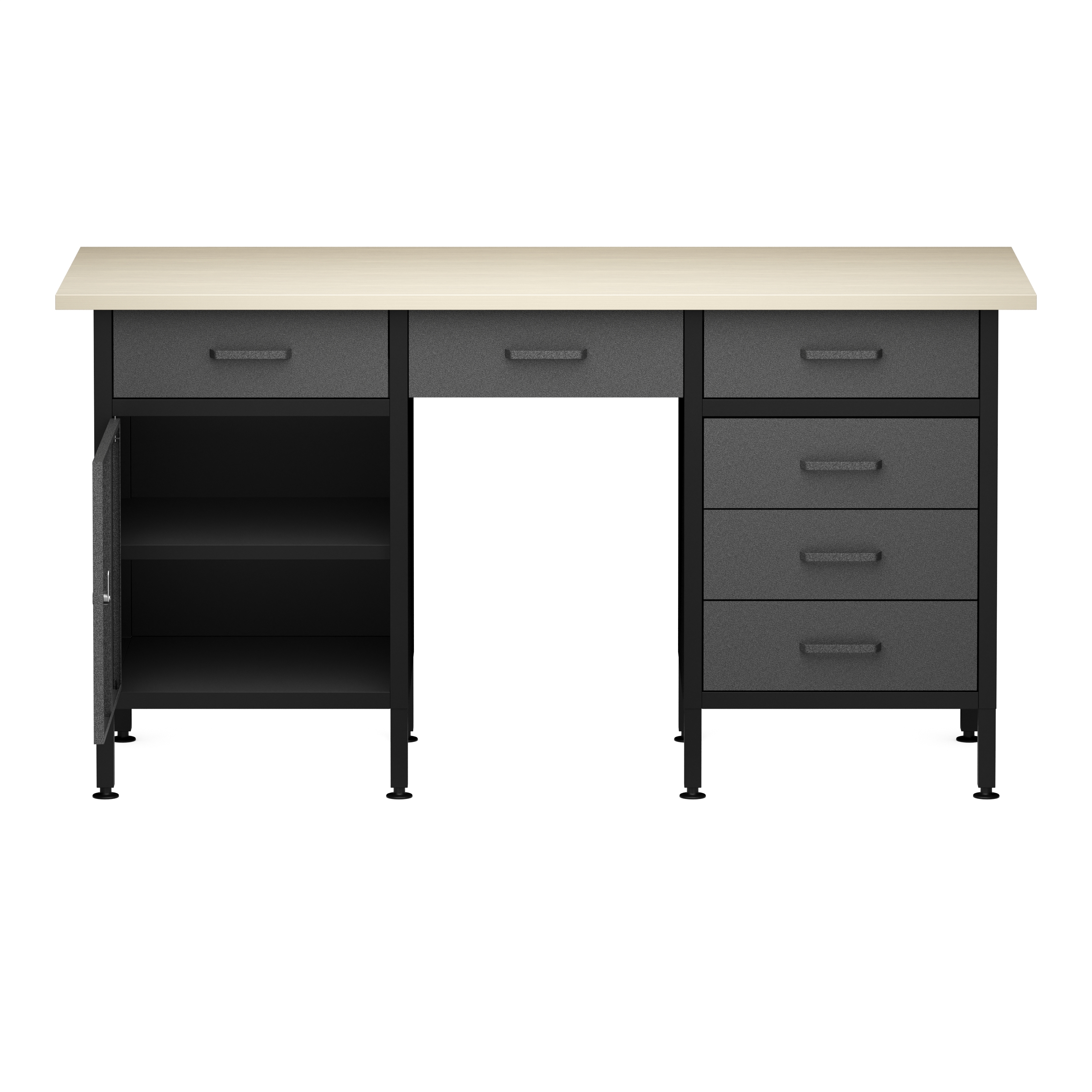 Workbench MAKSIMUS with 6 drawers and 1 door 160 x 60 cm anthracite ...
