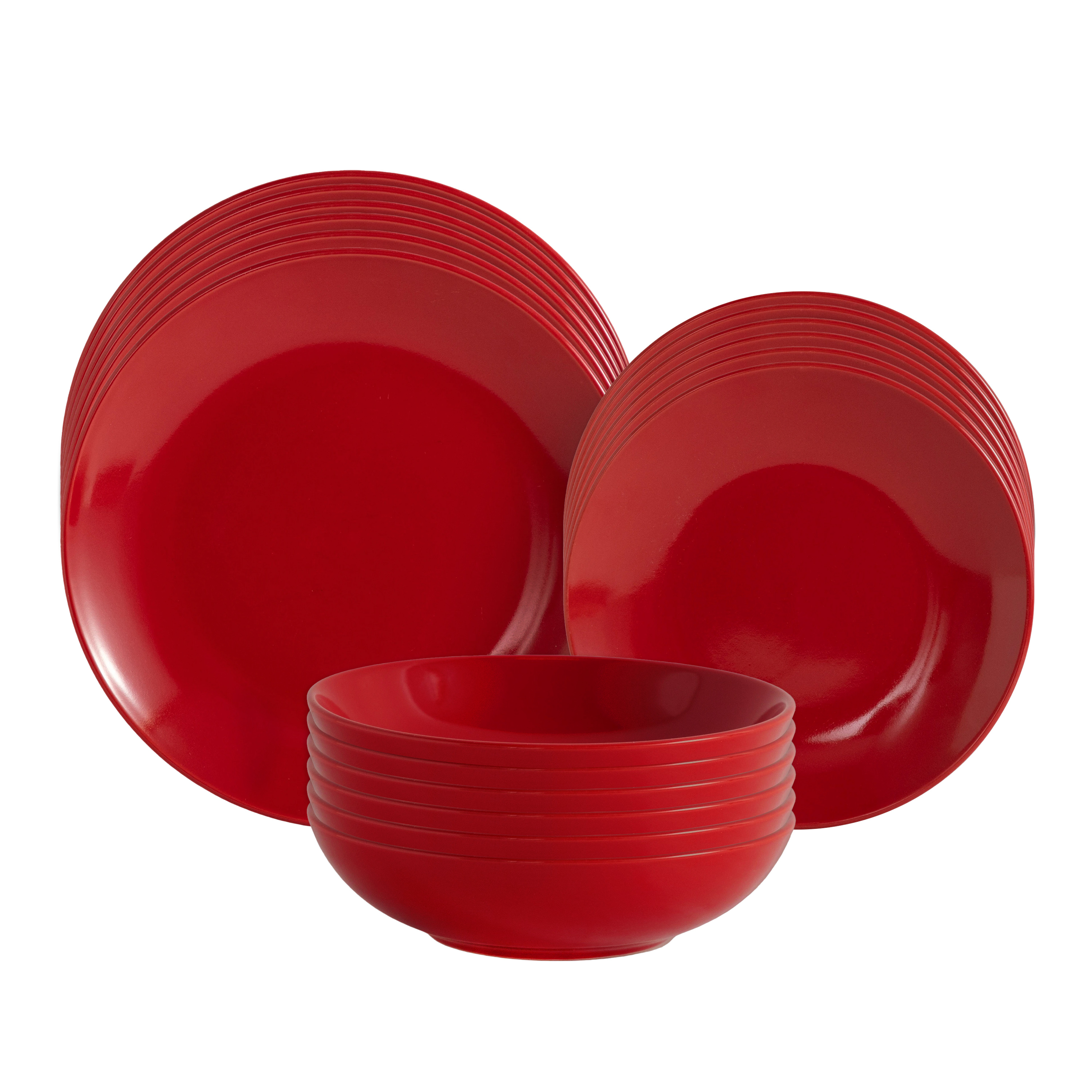 Geschirr-Set Steingut 18-teilig rot | GONSER.CH