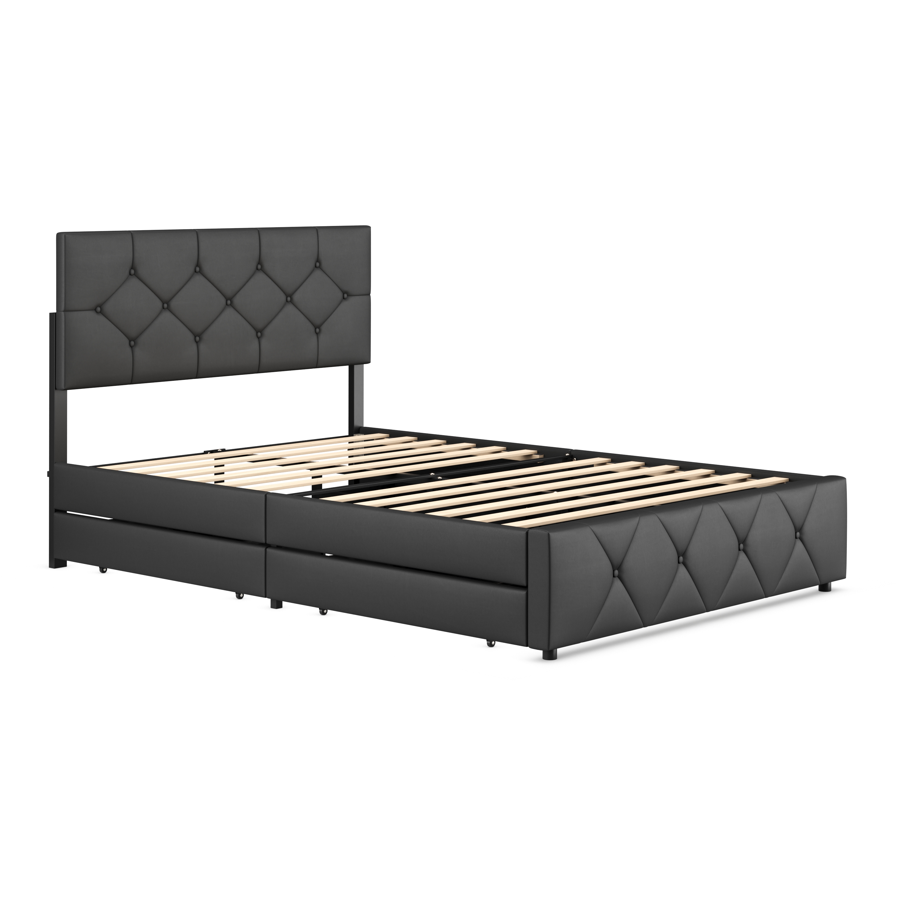 Lit en cuir RESTORA avec 4 tiroirs 140 x 200 cm noir | Gonser.ch ...