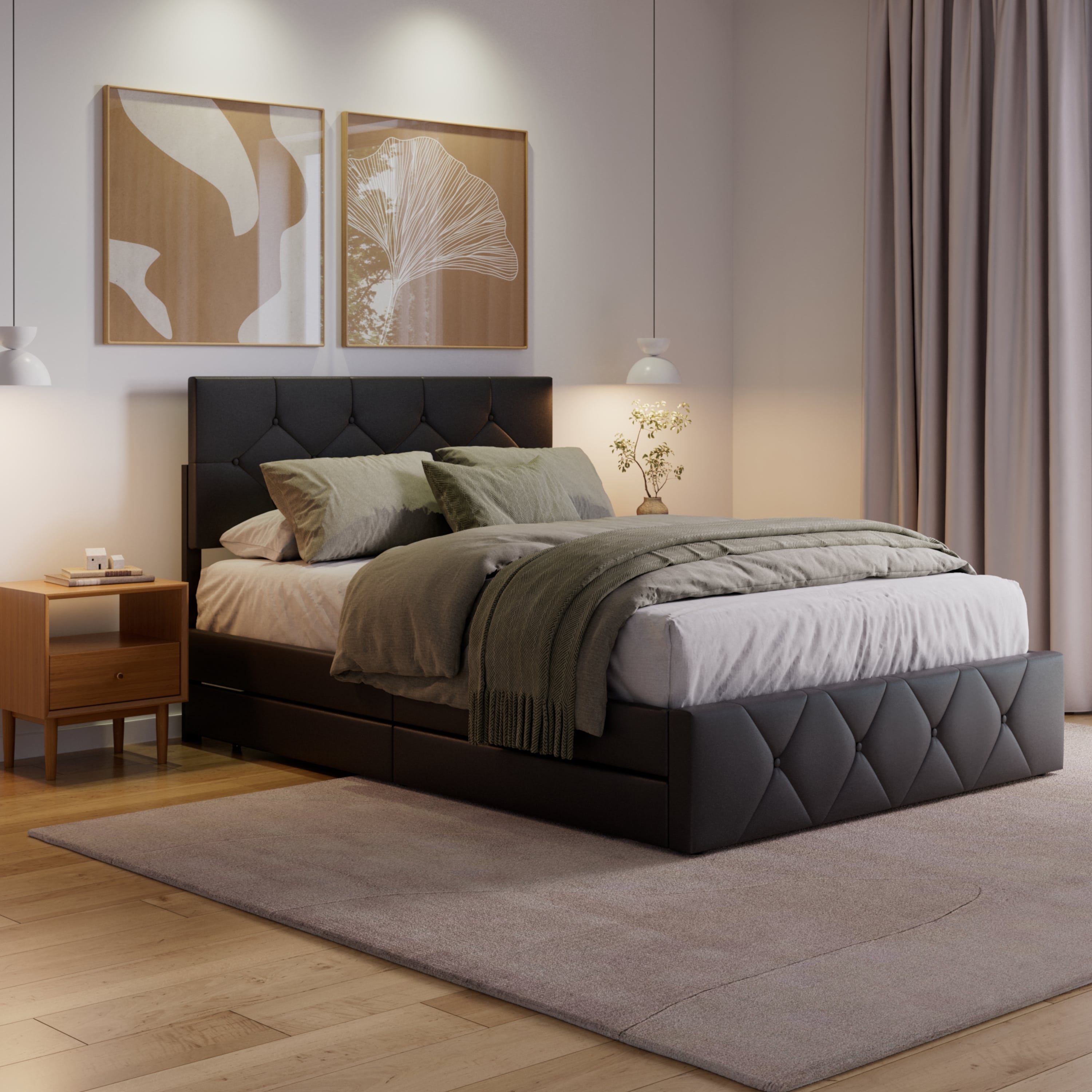 Lit en cuir RESTORA avec 4 tiroirs 140 x 200 cm noir | Gonser.ch ...