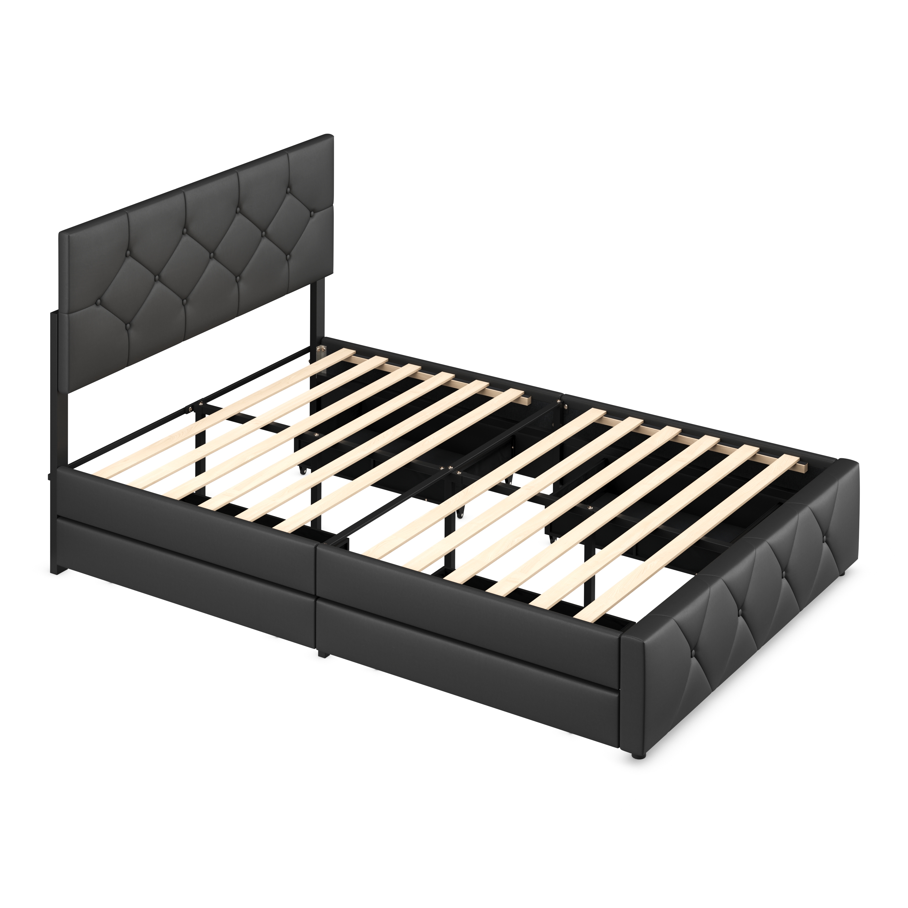 Lit en cuir RESTORA avec 4 tiroirs 140 x 200 cm noir | Gonser.ch ...
