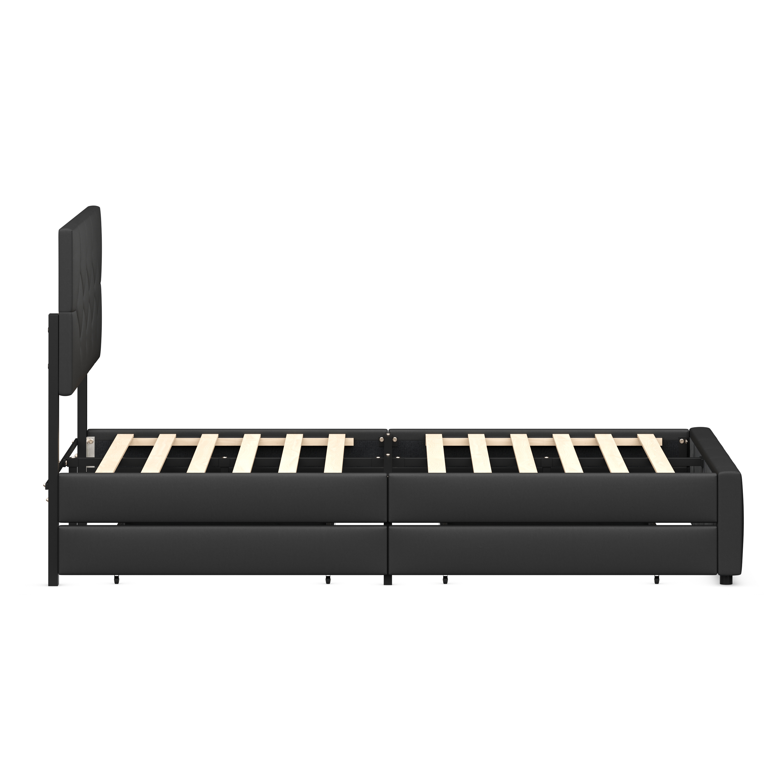 Lit en cuir RESTORA avec 4 tiroirs 140 x 200 cm noir | Gonser.ch ...
