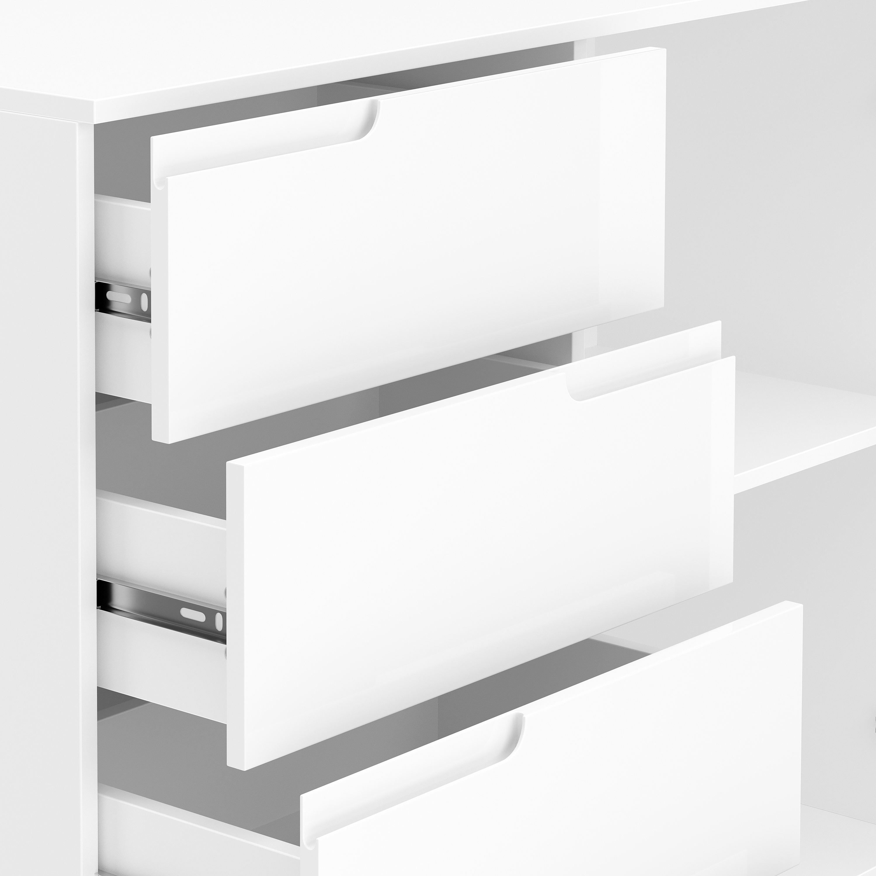Sideboard AVILA 4 Schubladen und 1 Tür 100 x 80 cm Hochglanz weiss ...