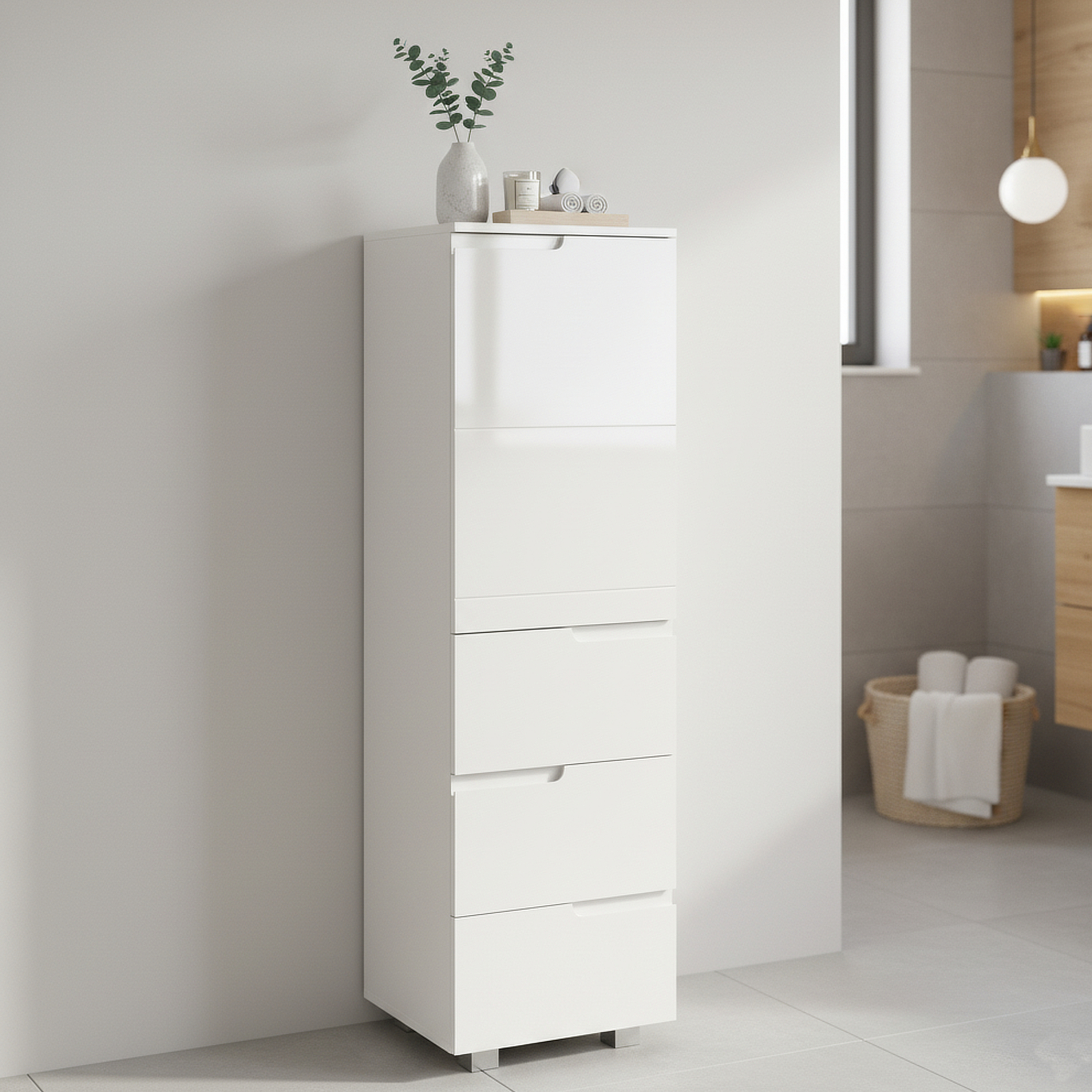 Badezimmerschrank Weiss Hochglanz