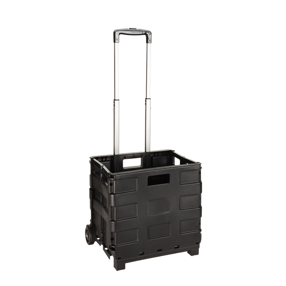 Transport trolley aluminium with folding crate 30L black | Online Shop ...
