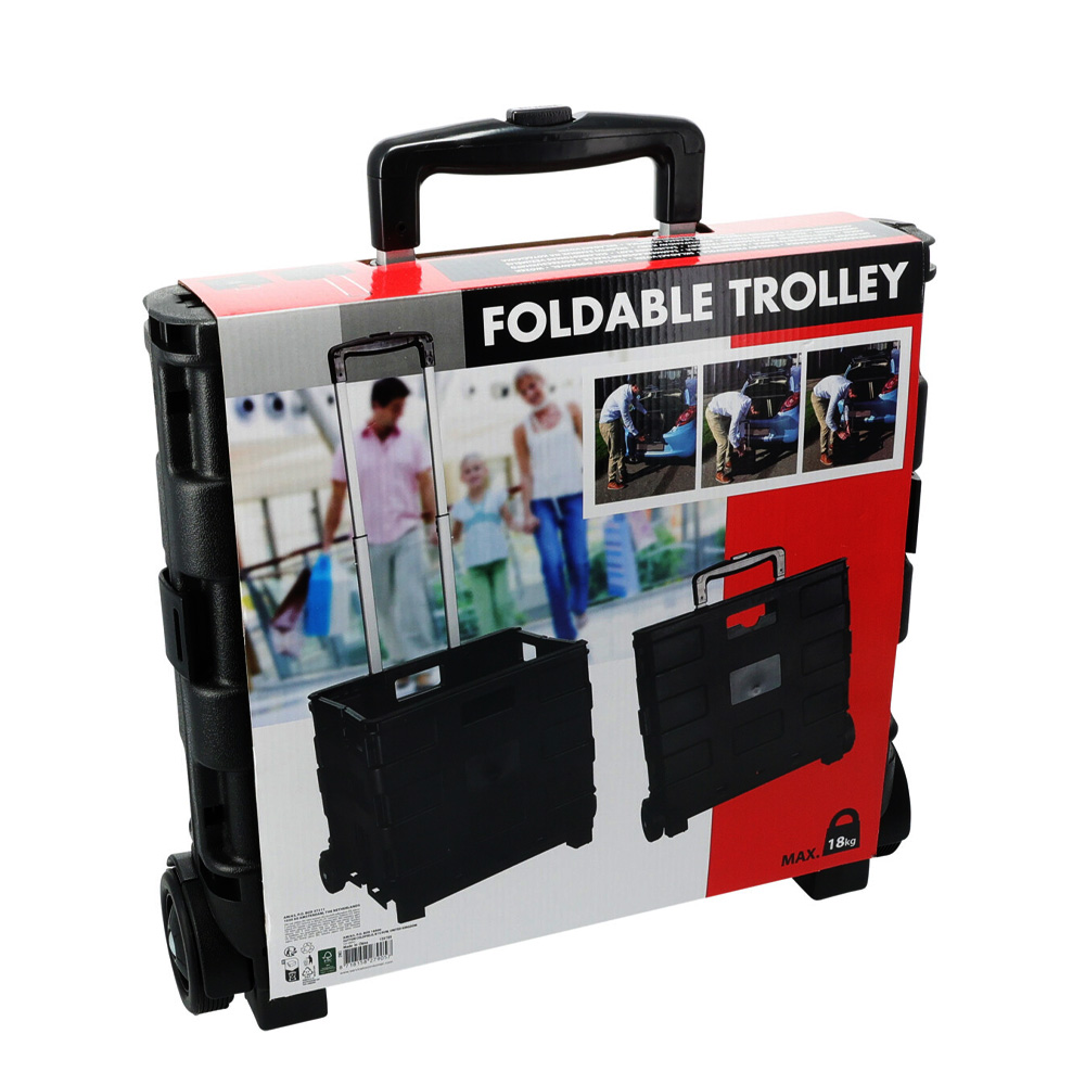 Transport trolley aluminium with folding crate 30L black | Online Shop ...