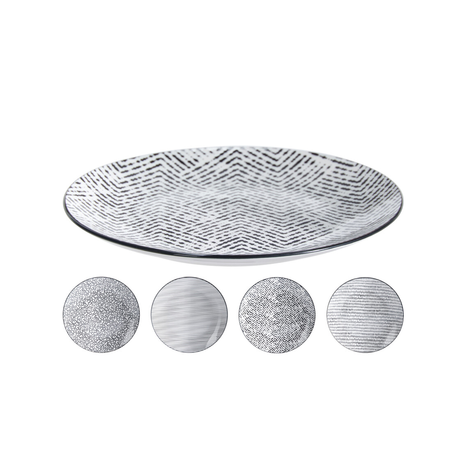 Ensemble d'assiettes en porcelaine 23 cm 4 pcs blanc/noir | Gonser.ch ...