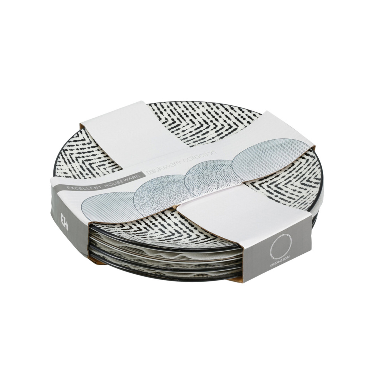 Ensemble d'assiettes en porcelaine 23 cm 4 pcs blanc/noir | Gonser.ch ...