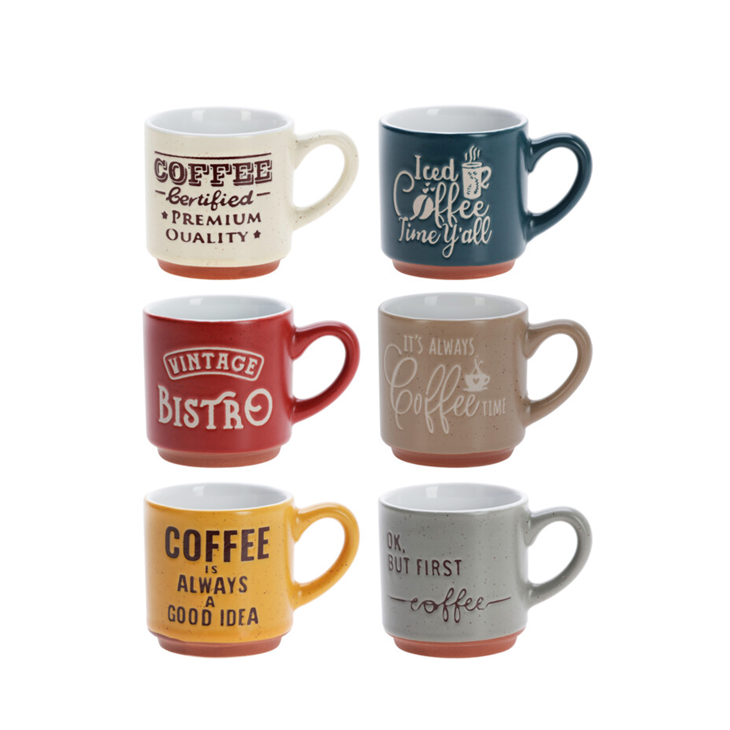 Ensemble de tasses rétro en faïence 120 ml 6 pcs | Gonser.ch | Magasin ...