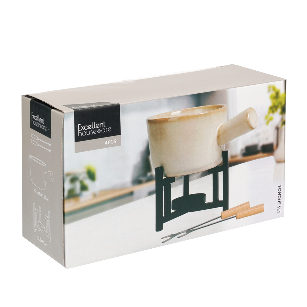 Service à fondue en porcelaine 4 pcs blanc/noir | Gonser.ch | Magasin ...