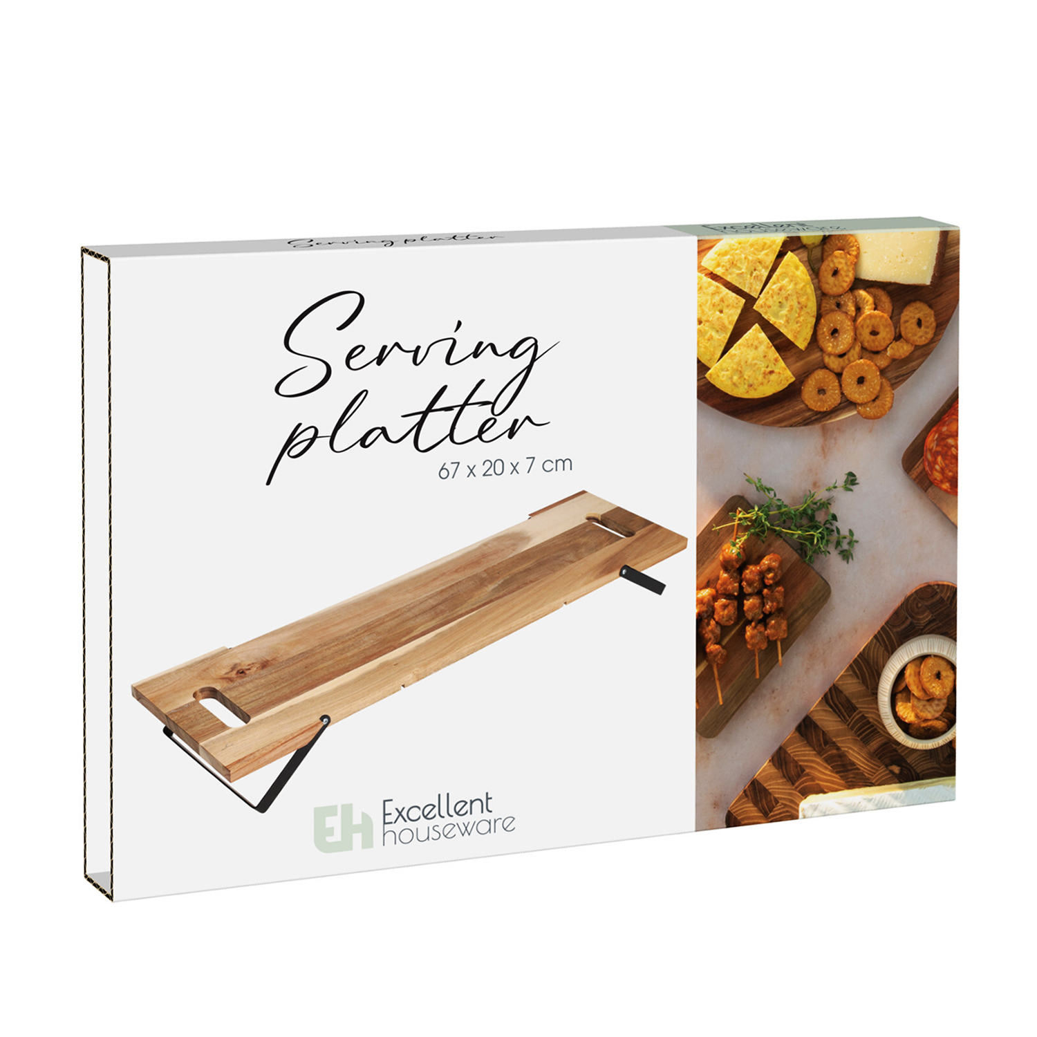 Serving board acacia wood 67 x 20 cm natural/black | Online Shop Gonser ...