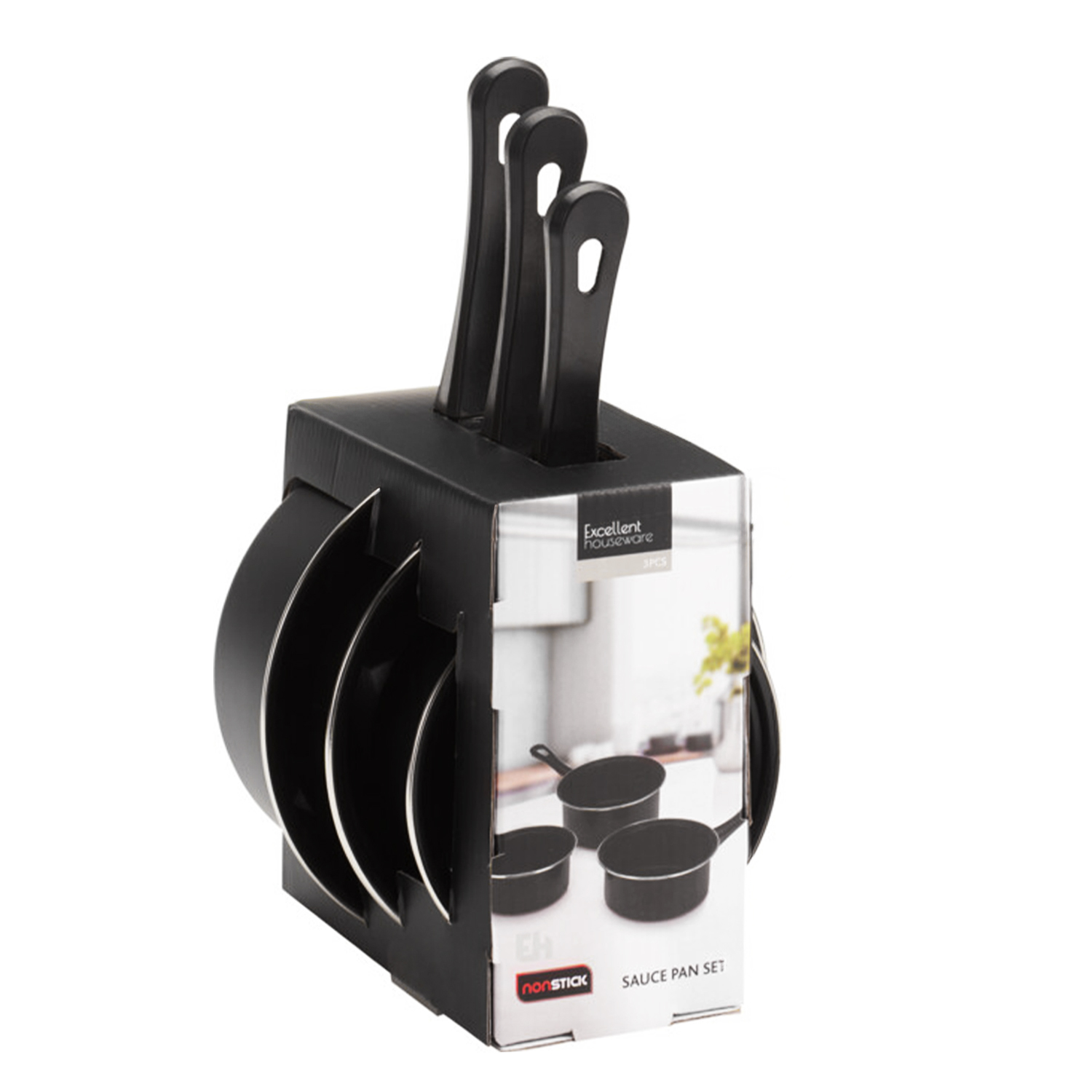 Ensemble de casseroles en acier au carbone 3 pcs noir | Gonser.ch ...