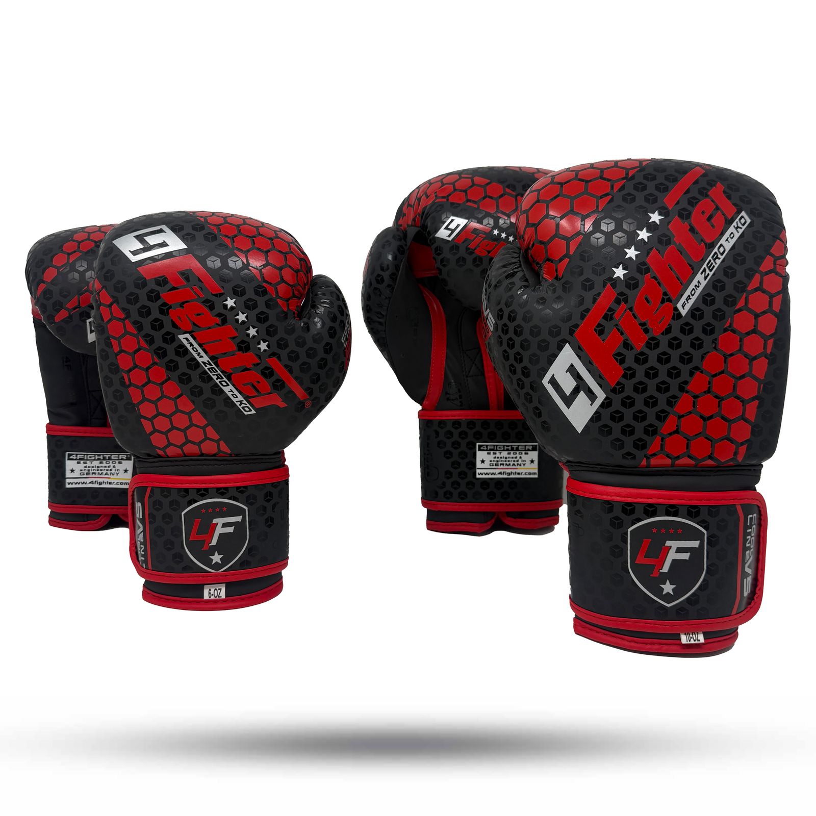 4Fighter Boxing Gloves Cool Line V5 "From Zero to KO" / Black-Red PU ...