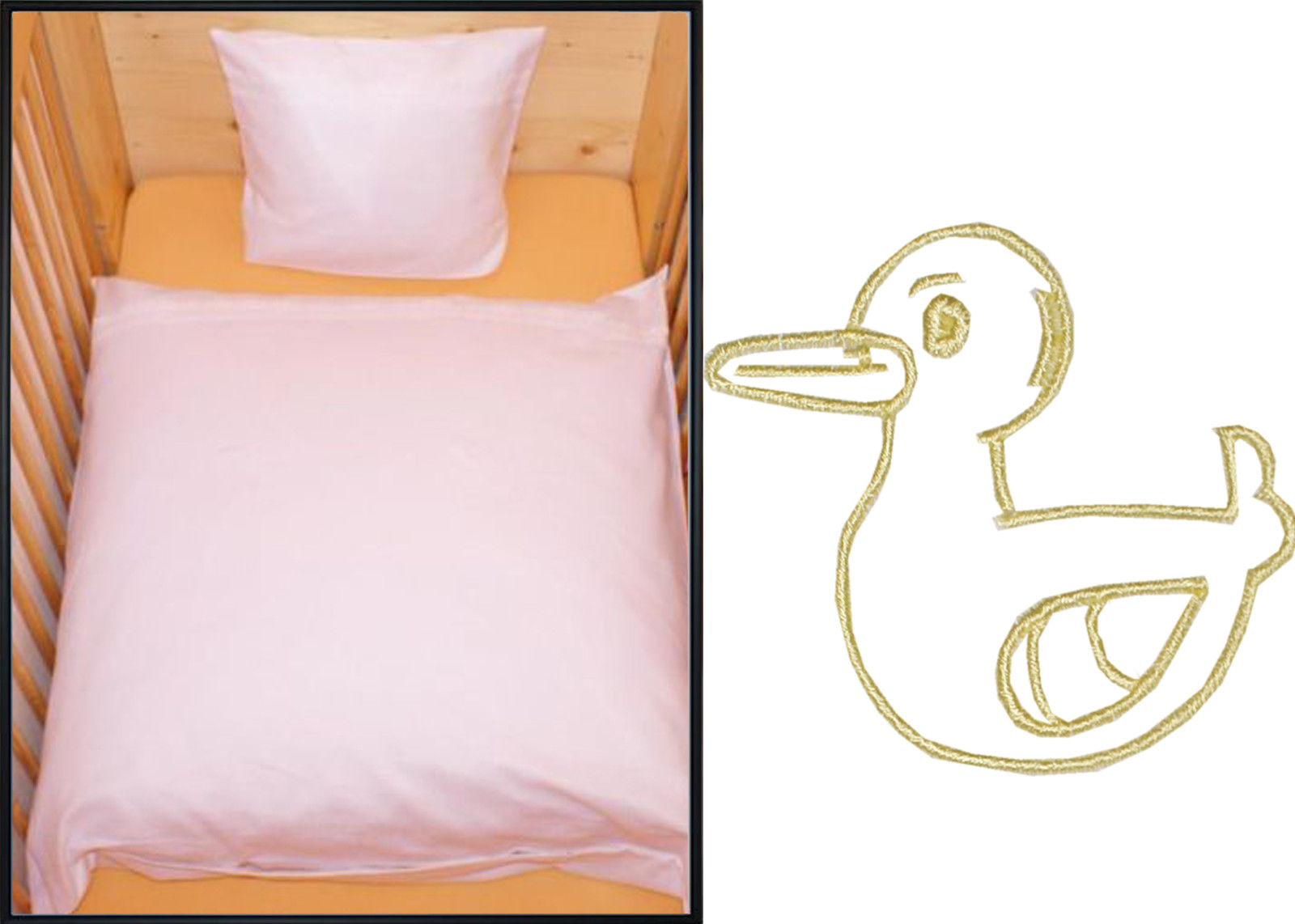 Baby Bettwäsche 80x80cm Geburt Weiß mit gelben Entchen Baumwolle ...