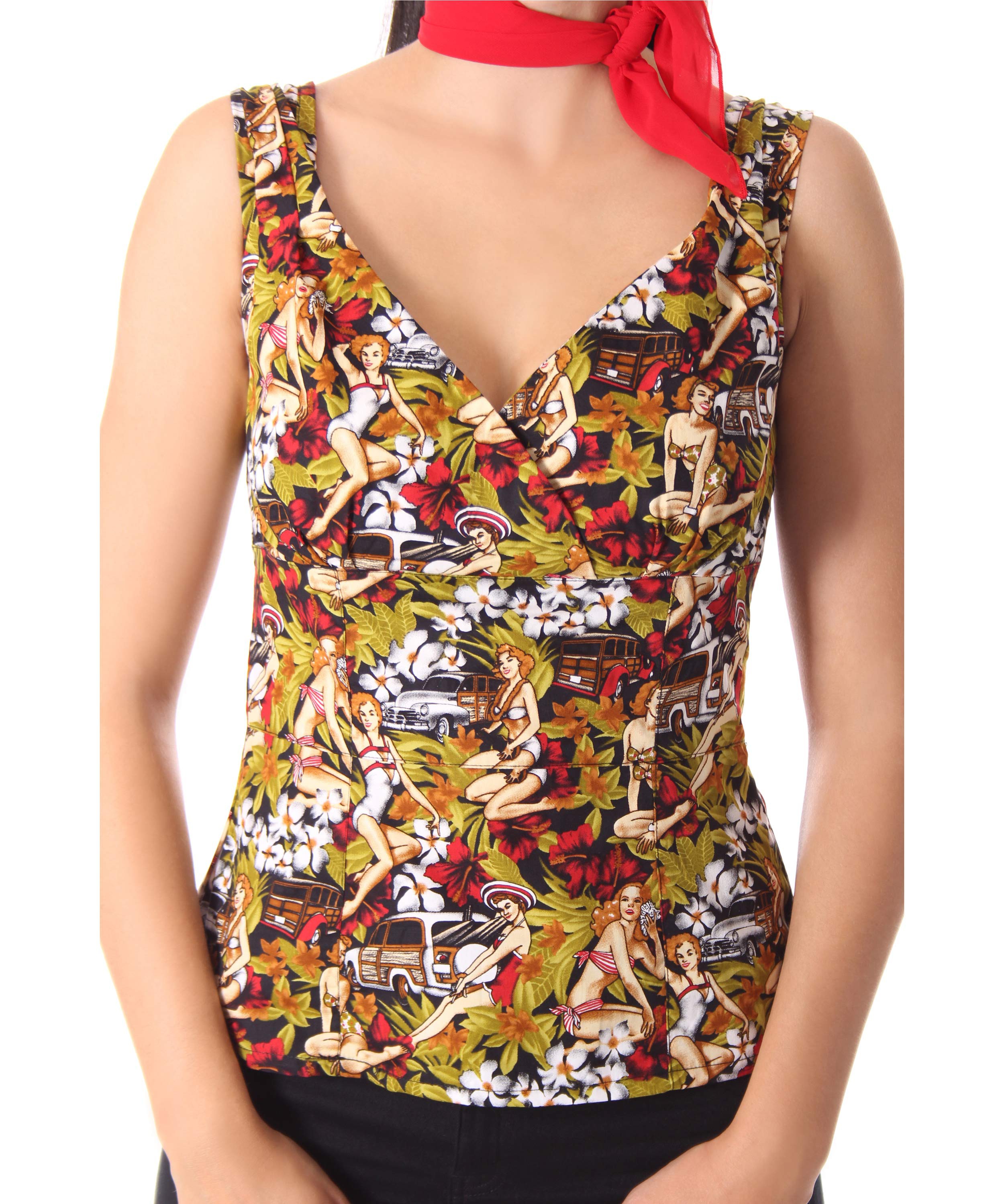 Elinor 50s retro Pin Up Hawaii Top by SugarShock | Suicide Glam