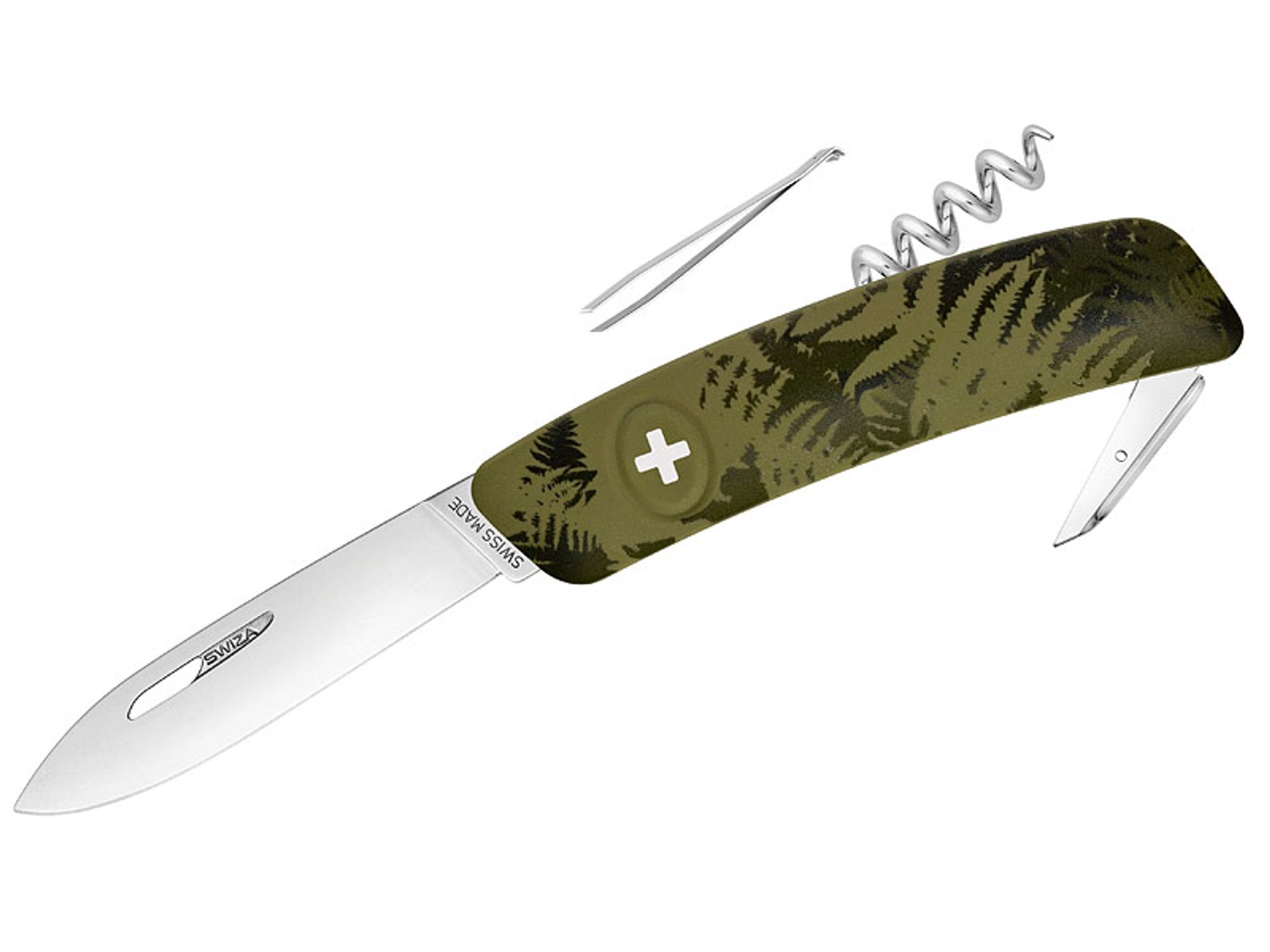 SWIZA Schweizer Messer C01, Stahl 440, Klingensperre, Anti-Rutsch-Griffschalen, Camo Farn Khaki ...
