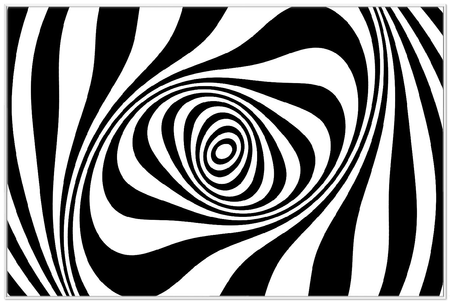 Poster Optische Täuschung - Zebra Muster - schwarz weiß | Wallario.de