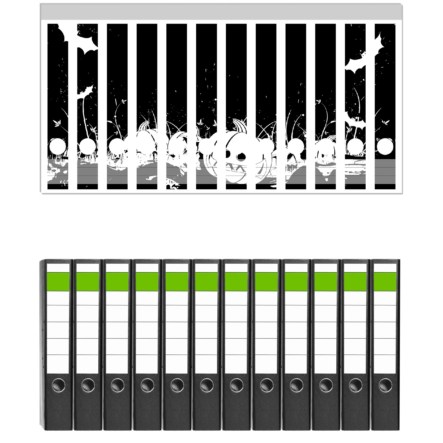 Ordnerrücken Sticker Halloween - Kürbisse und Fledermäuse in schwarz ...