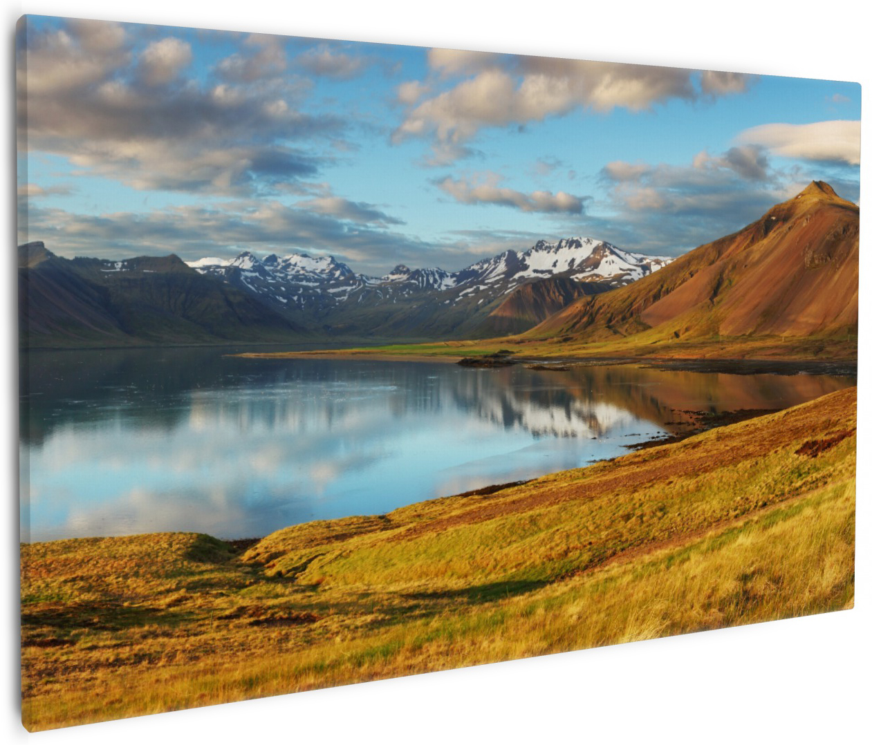Leinwandbild Bergpanorama mit Spiegelung im See | Wallario.de