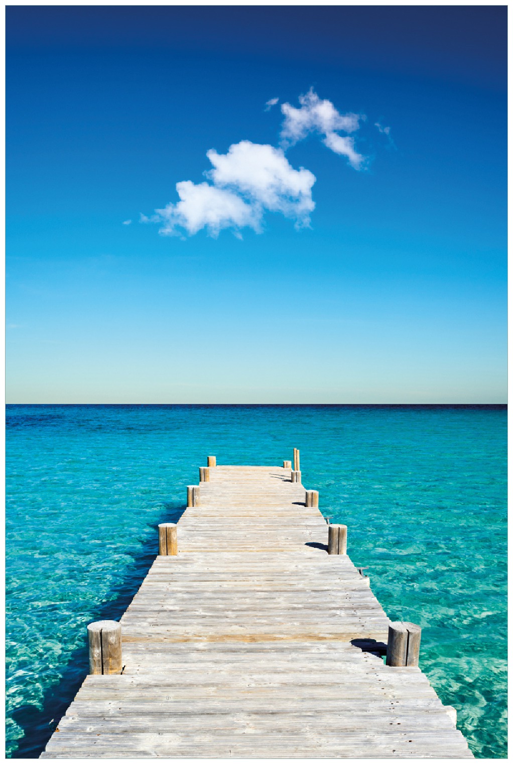 Selbstklebendes Poster Steg am tropischen Meer | Wallario.de