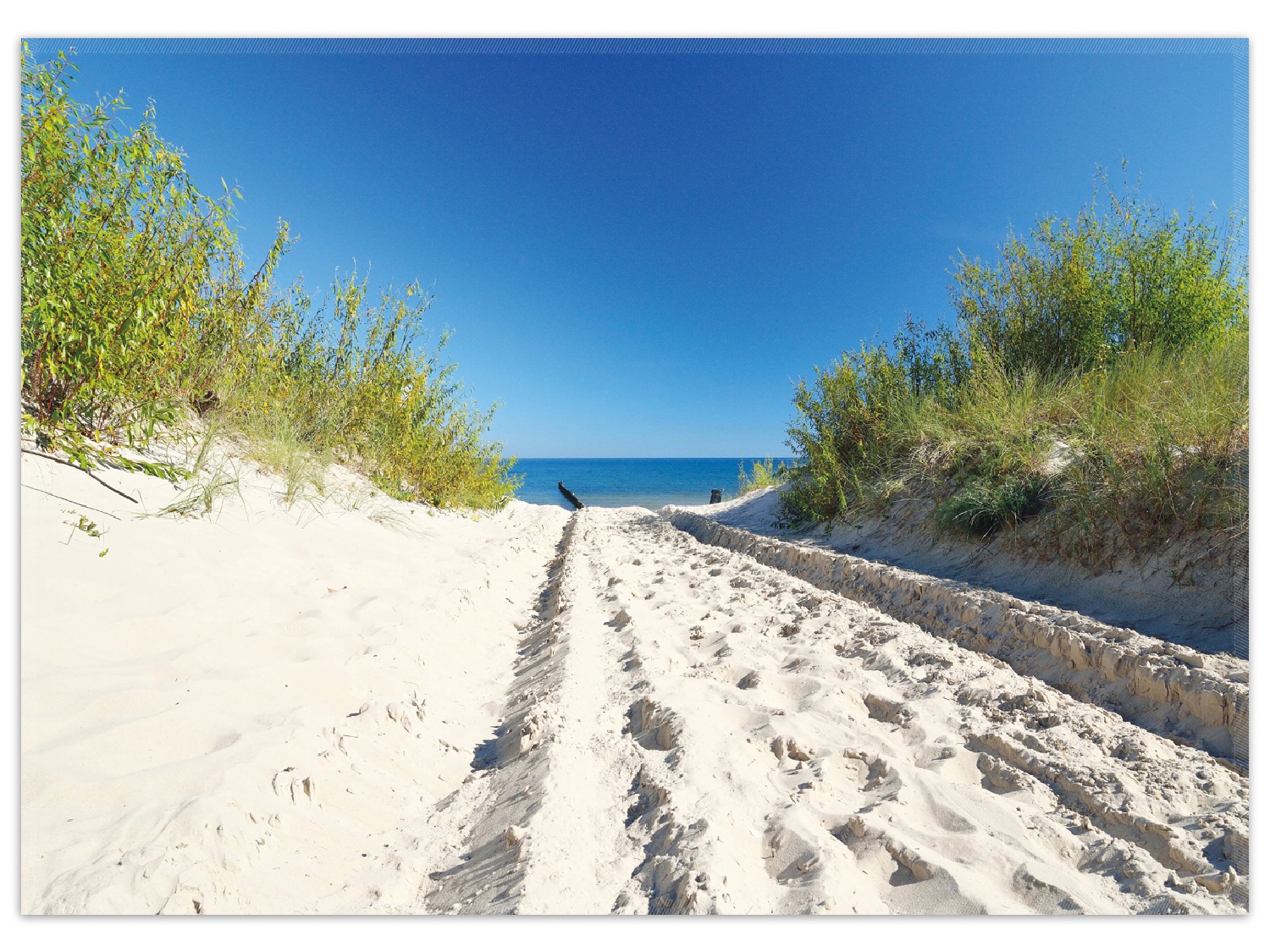 Teppich Auf dem Sandweg zum Strand - Blauer Himmel über dem Meer ...