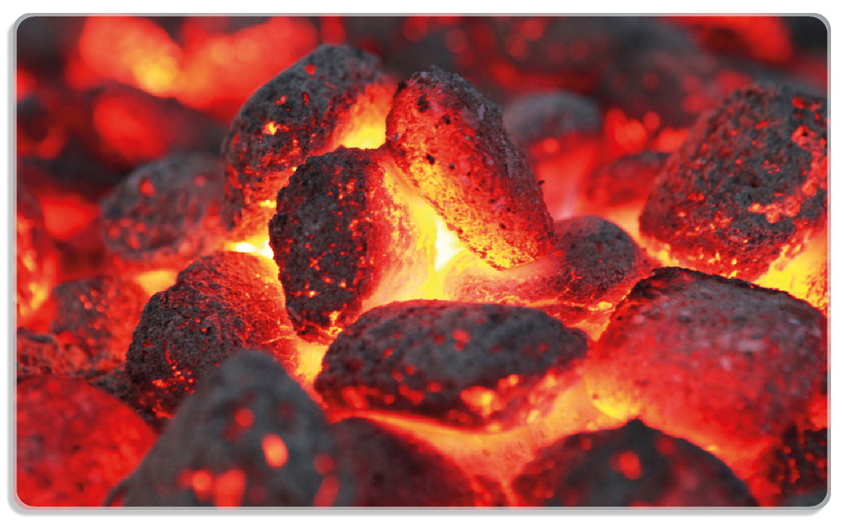 Frühstücksbrettchen Glühende Kohlen im Kamin | Wallario.de