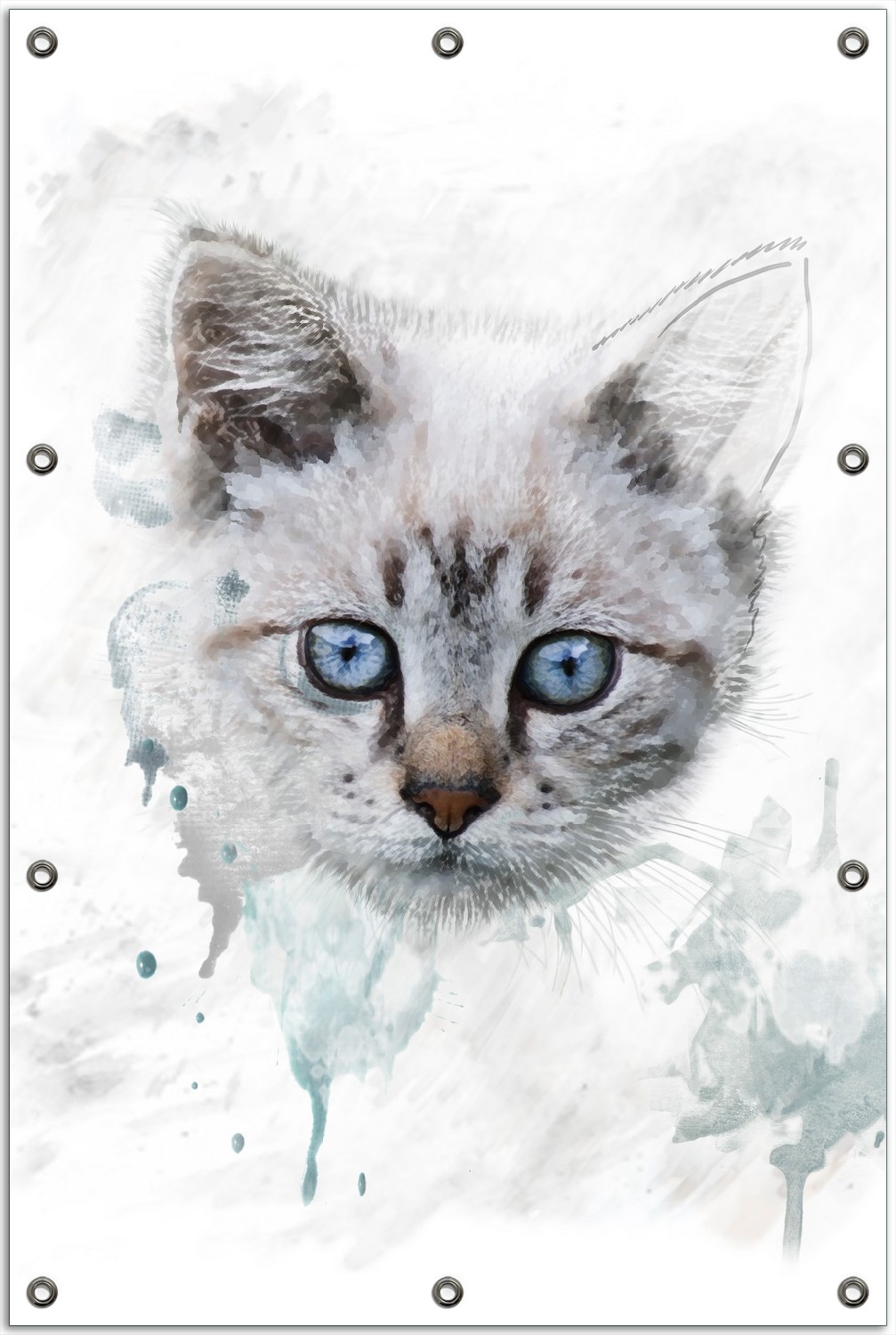 Gartenposter Katze in Wasserfarben gemalt | Wallario.de