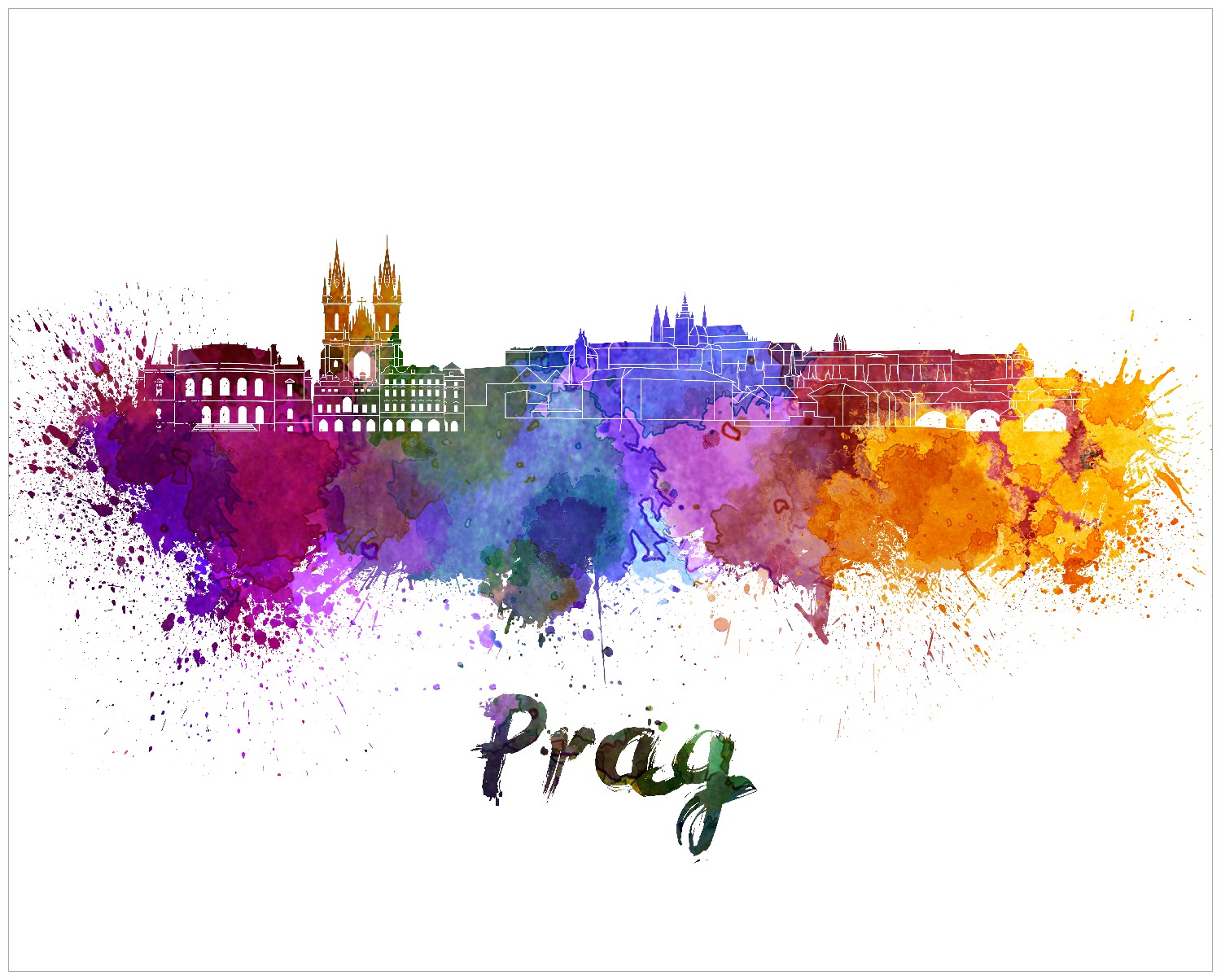 Poster Städte als Aquarell - Skyline von Prag | Posterdepot. de