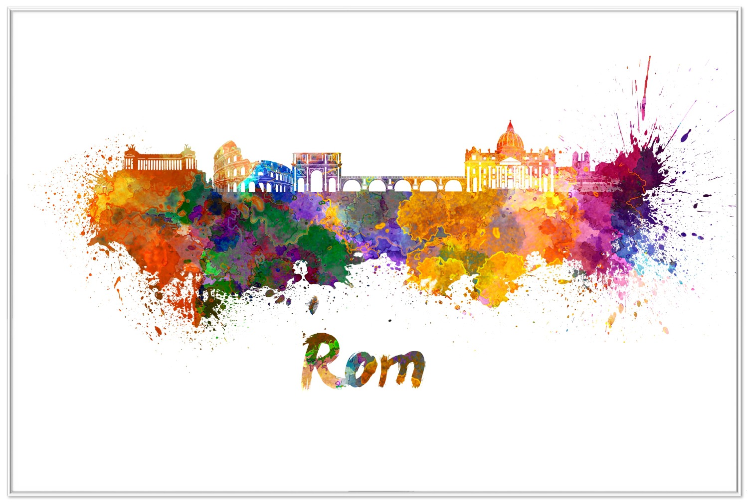 Poster Städte als Aquarell - Skyline von Rom | Posterdepot. de