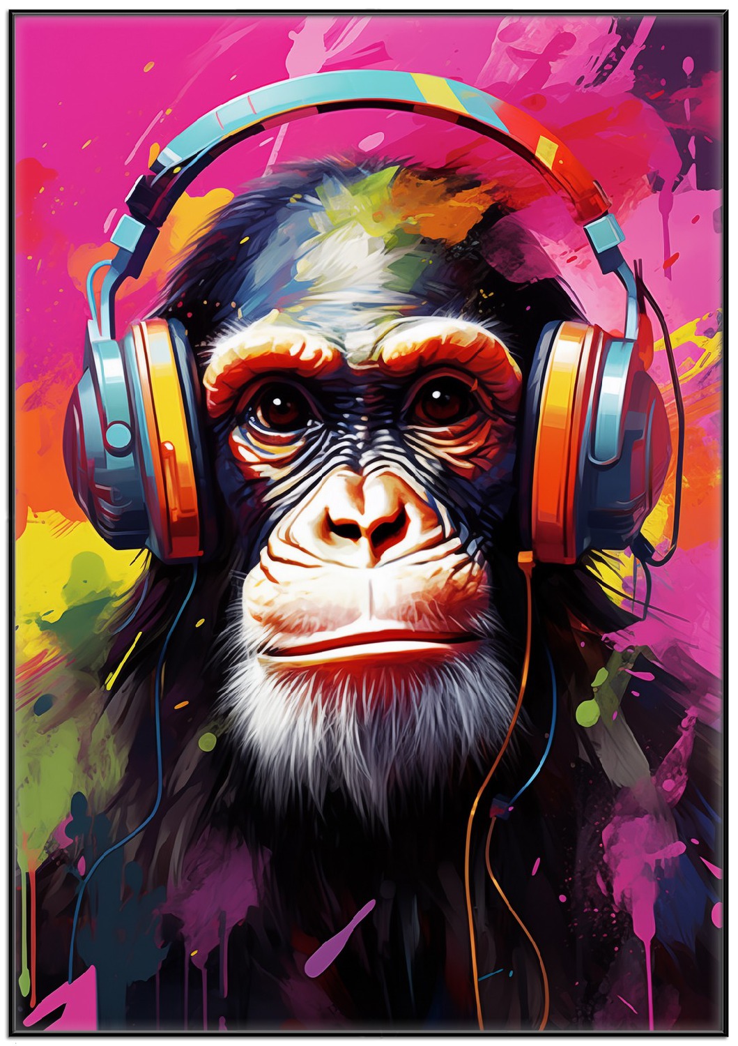 Poster Schimpanse mit ernstem Blick | Wallario.de