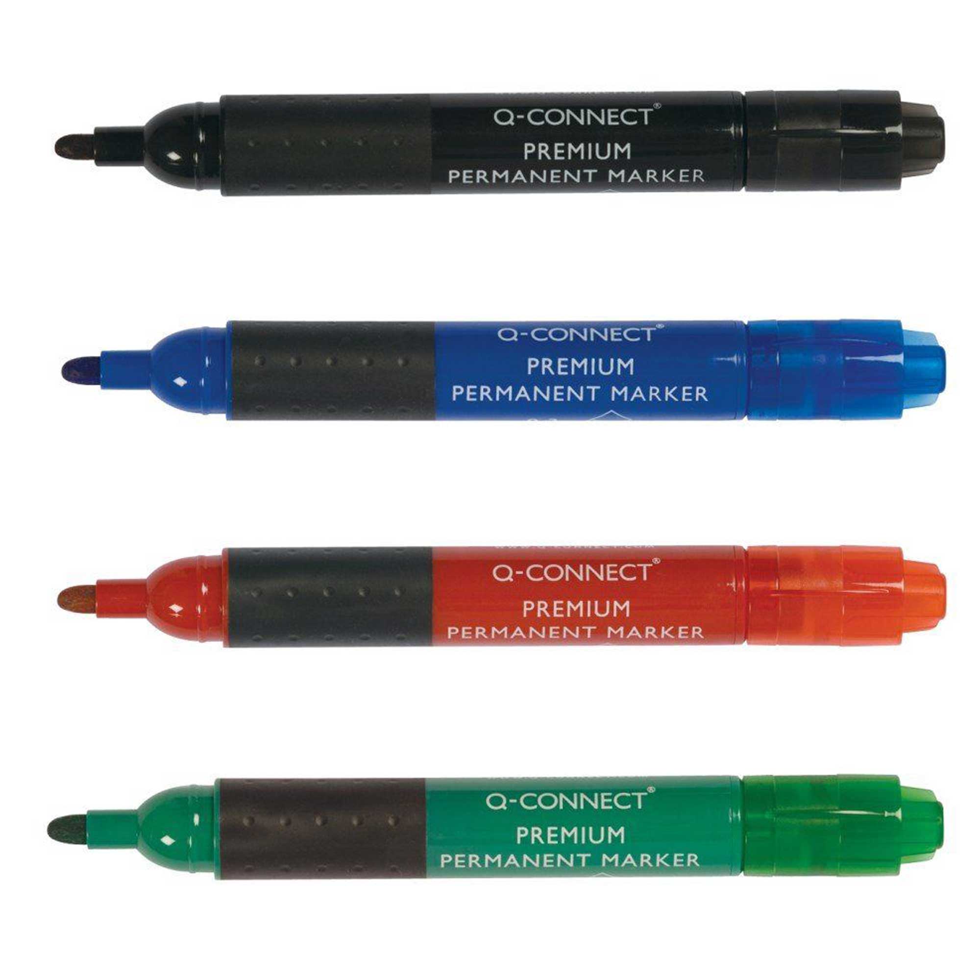 4 x Permanentmarker Filzstifte Premium Rundspitze 3 mm schwarz/rot/blau ...