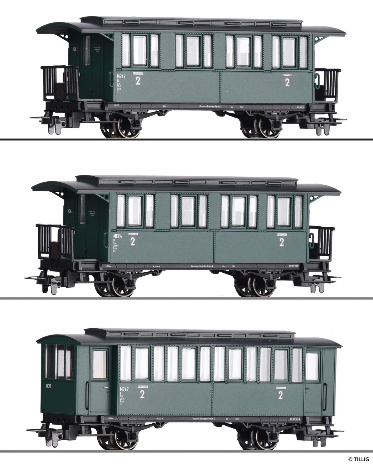Tillig Spur H0m 01176 Mueseumsbahn Personenwagen-Set
