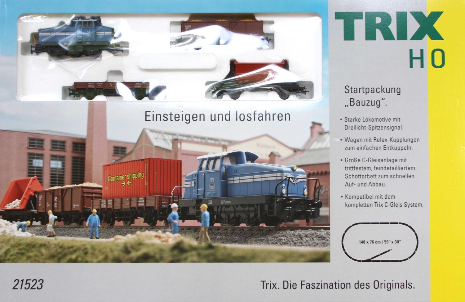 Trix H0 21523 Startpackung Bauzug mit Diesellok DHG 500 und 3 Güterwagen