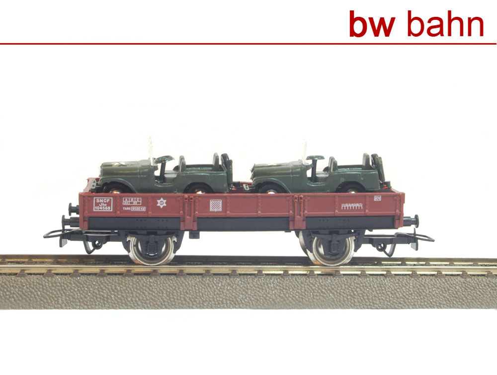 Jouef H0 6451 Niederbordwagen der SNCF mit zwei Jeeps Neu
