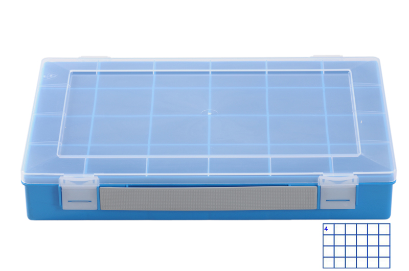 Sortimentskasten PP-Classic, 24 Fächer, blau, 6 Stk. | SICHTLAGERBOX
