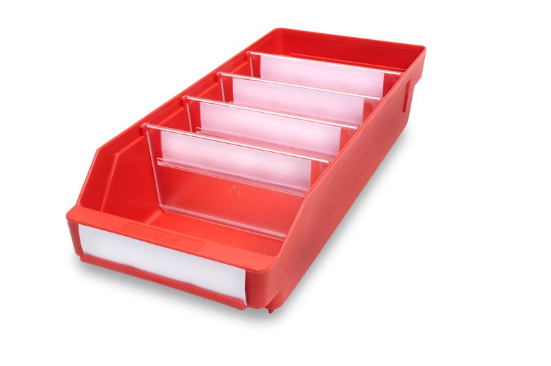Lagerkästen | Regalbox T/B/H 400x180x95 mm, rot, 20 Stück | SICHTLAGERBOX
