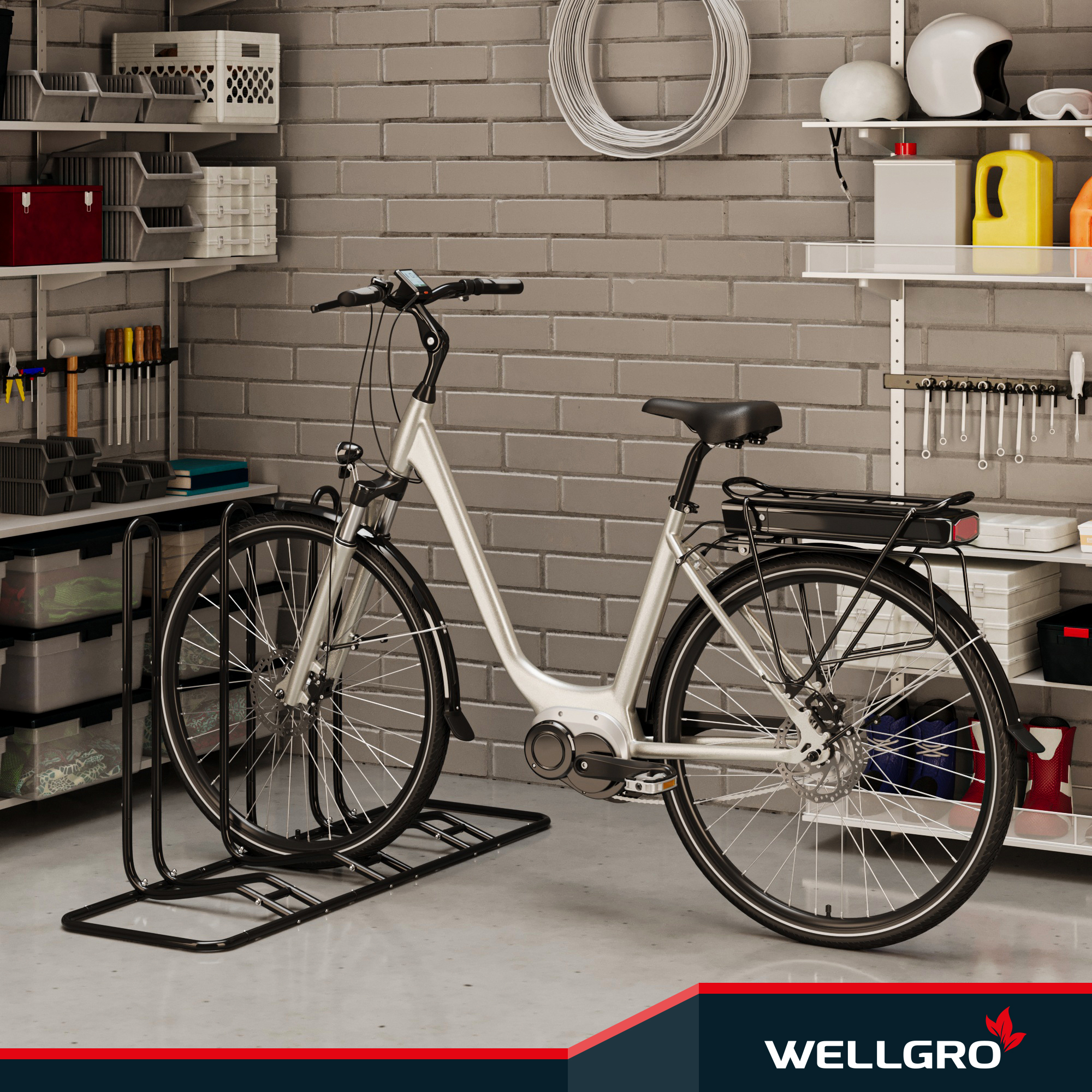 WELLGRO Fahrradständer Boden erweiterbar – Universal Fahrrad Ständer ...